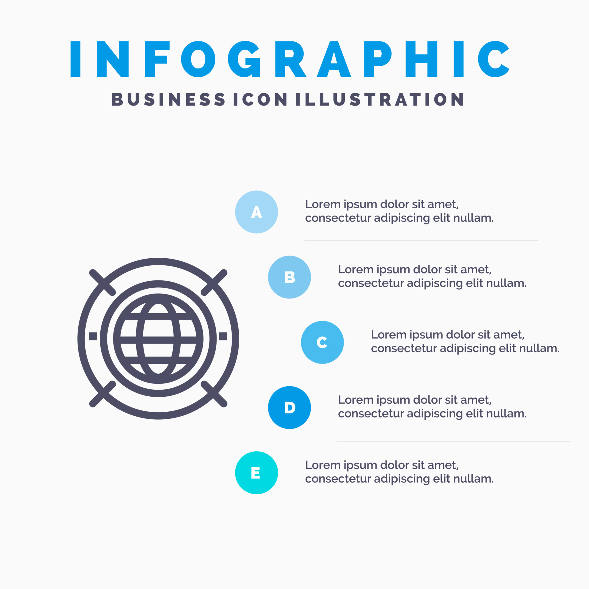 Internet Web World Computing Blue Infographics Template 5 Steps Vector Line Icon template ...