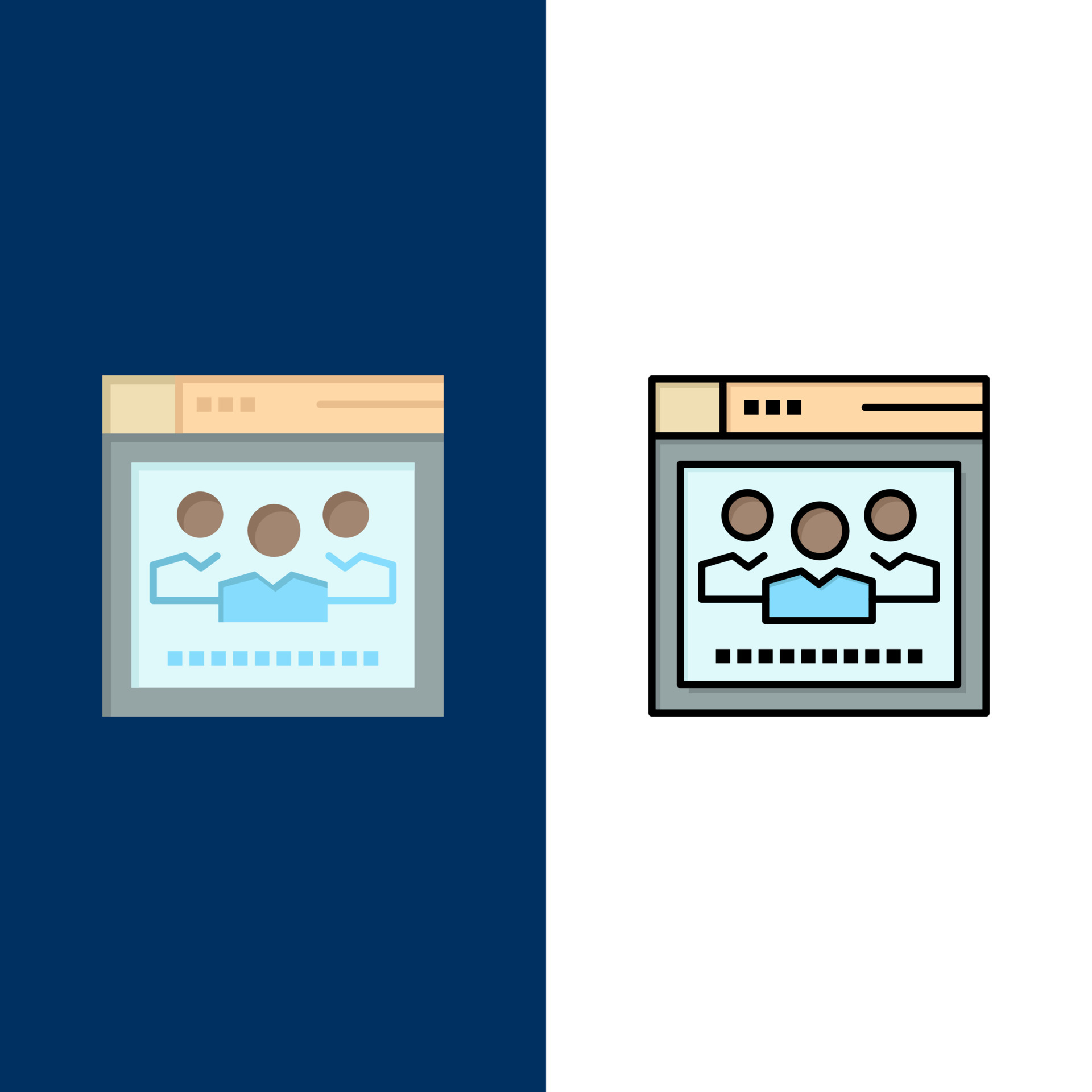 Browser Network Web Education Icons Flat And Line Filled Icon Set
