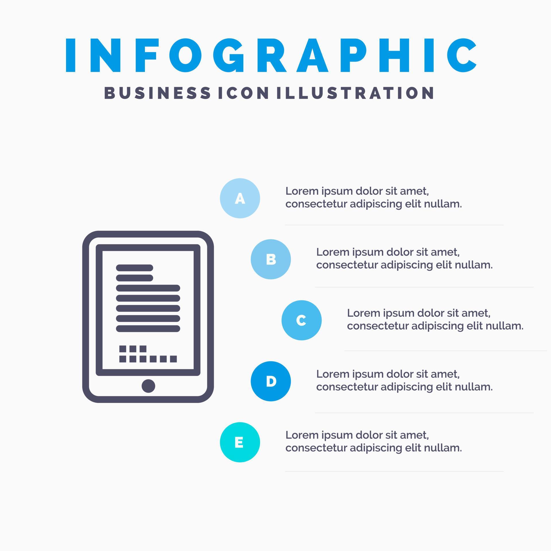 Mobile Coding Hardware Cell Blue Infographics Template 5 Steps Vector Line Icon Template