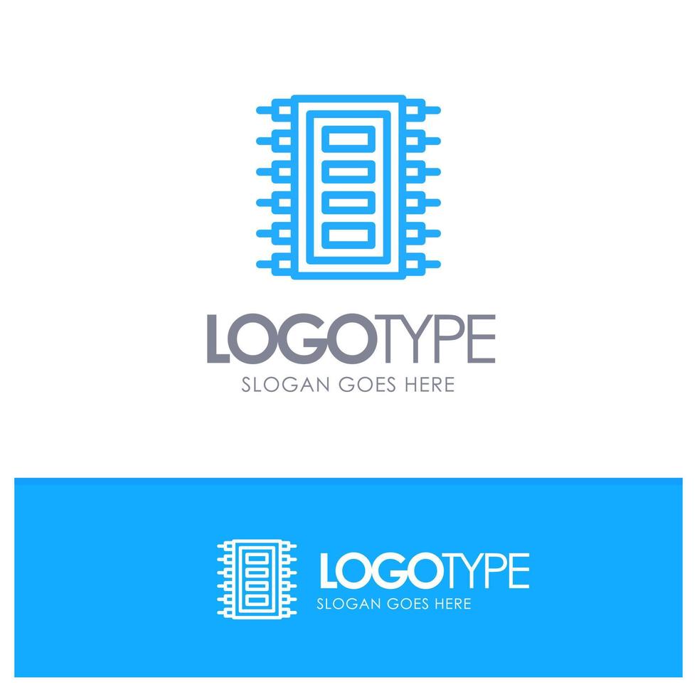 Tech Hardware Chip Computer Connect Blue Outline Logo Place For Tagline 18007922 Vector Art At