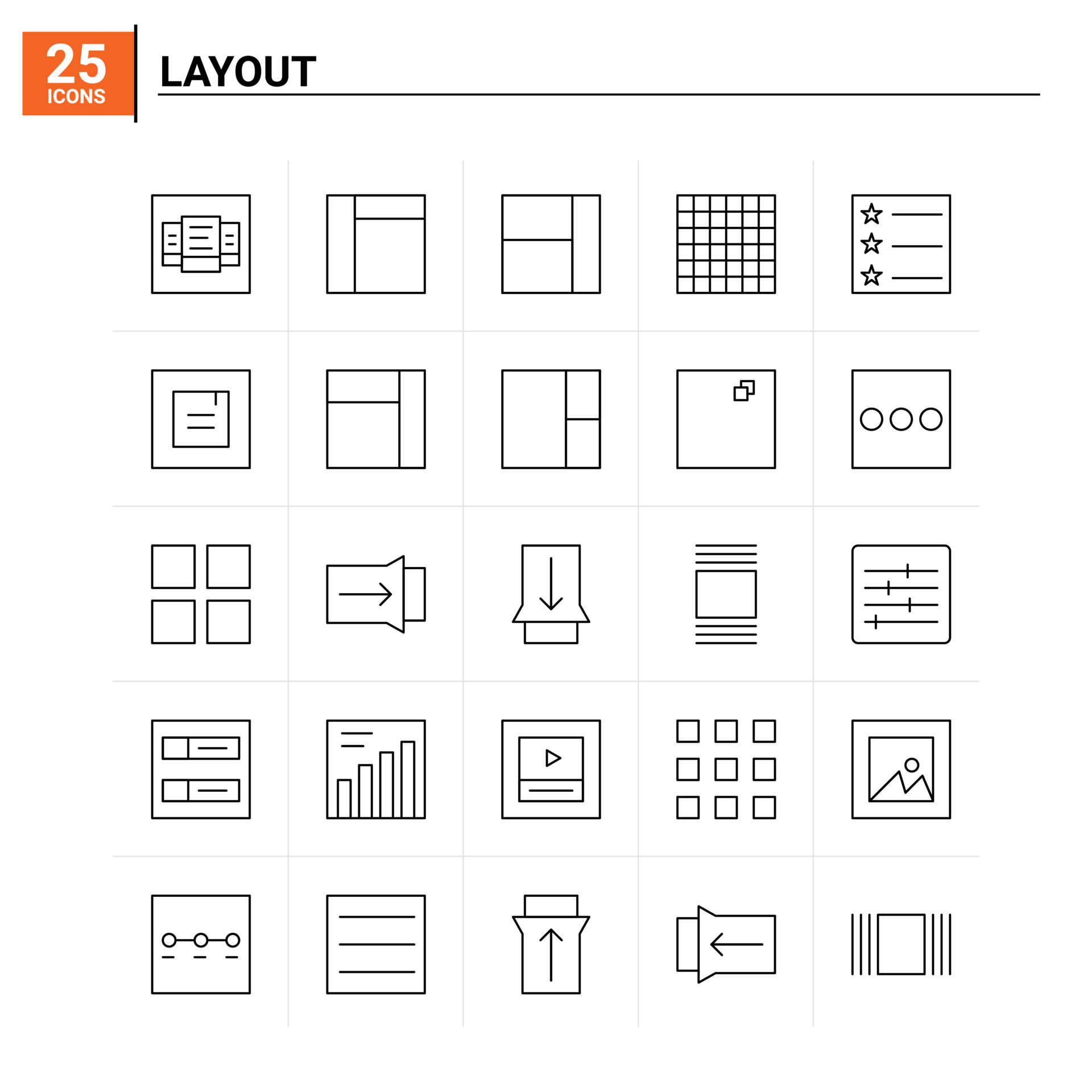 25 Layout icon set vector background 18008976 Vector Art at Vecteezy
