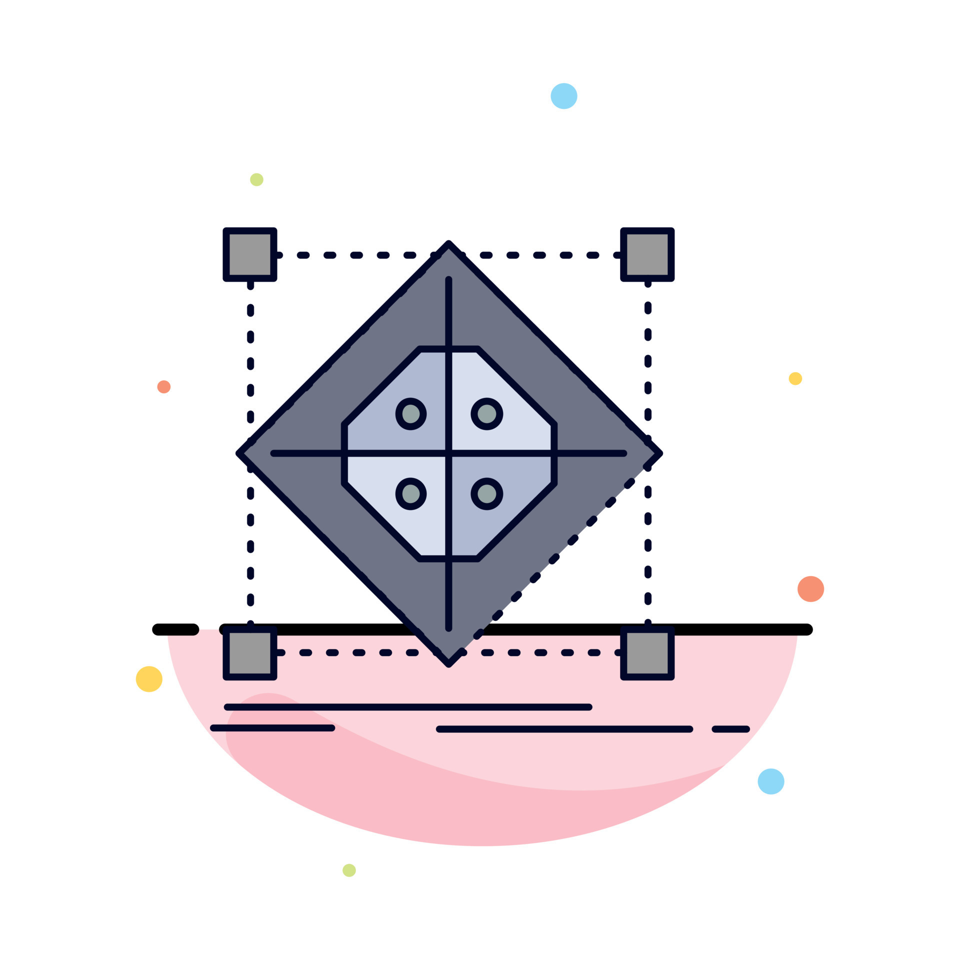 Architecture cluster grid model preparation Flat Color Icon Vector ...