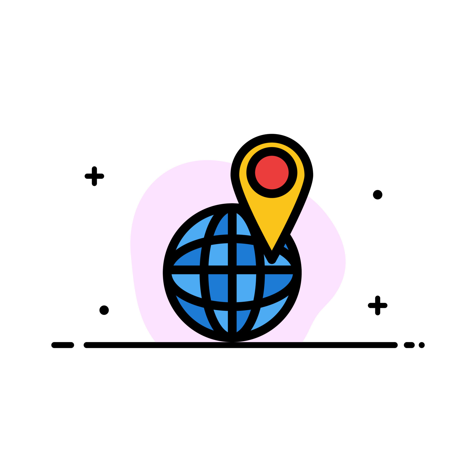 Global Location Map World Business Flat Line Filled Icon Vector Banner