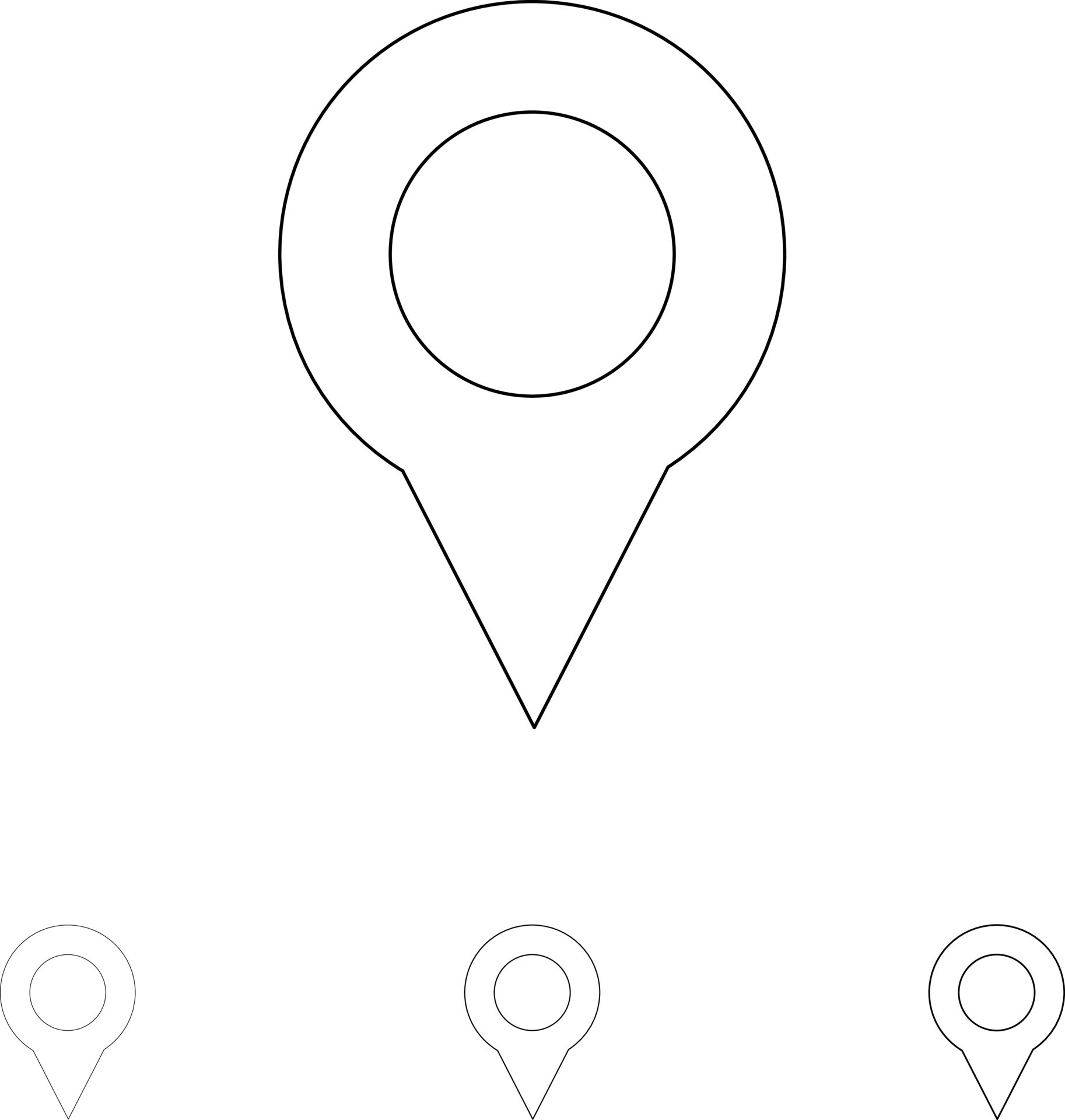 Location Map Marker Pin Bold And Thin Black Line Icon Set 18010584