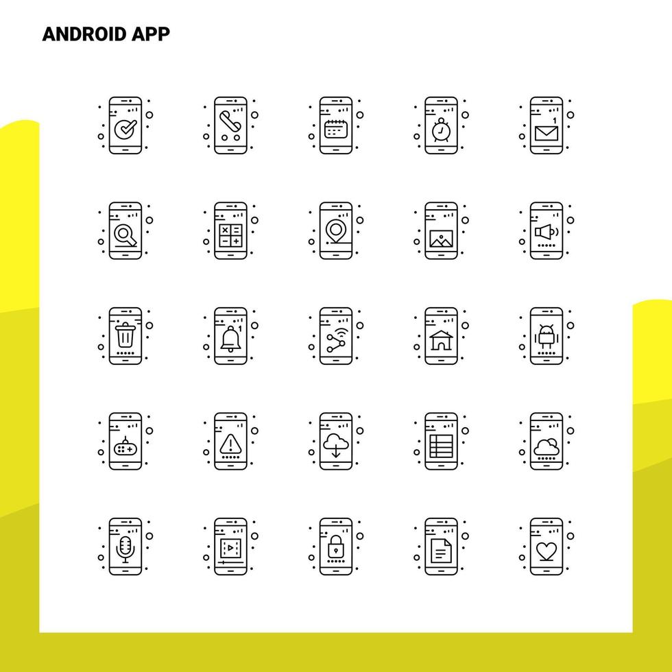 Set Of Android App Line Icon Set 25 Icons Vector Minimalism Style Design Black Icons Set Linear