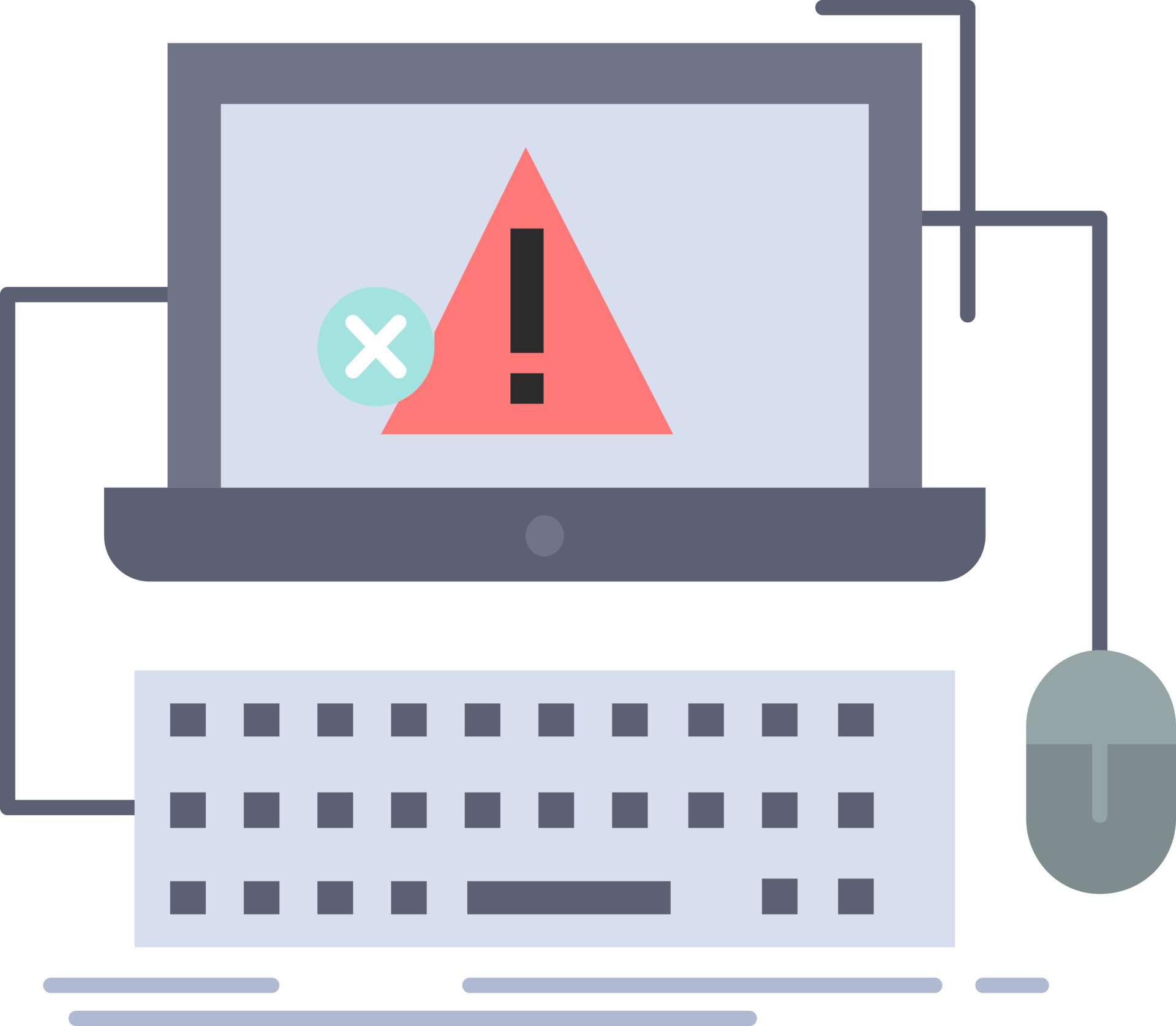 vector de icono de color plano del sistema de falla de error de bloqueo de la computadora ...