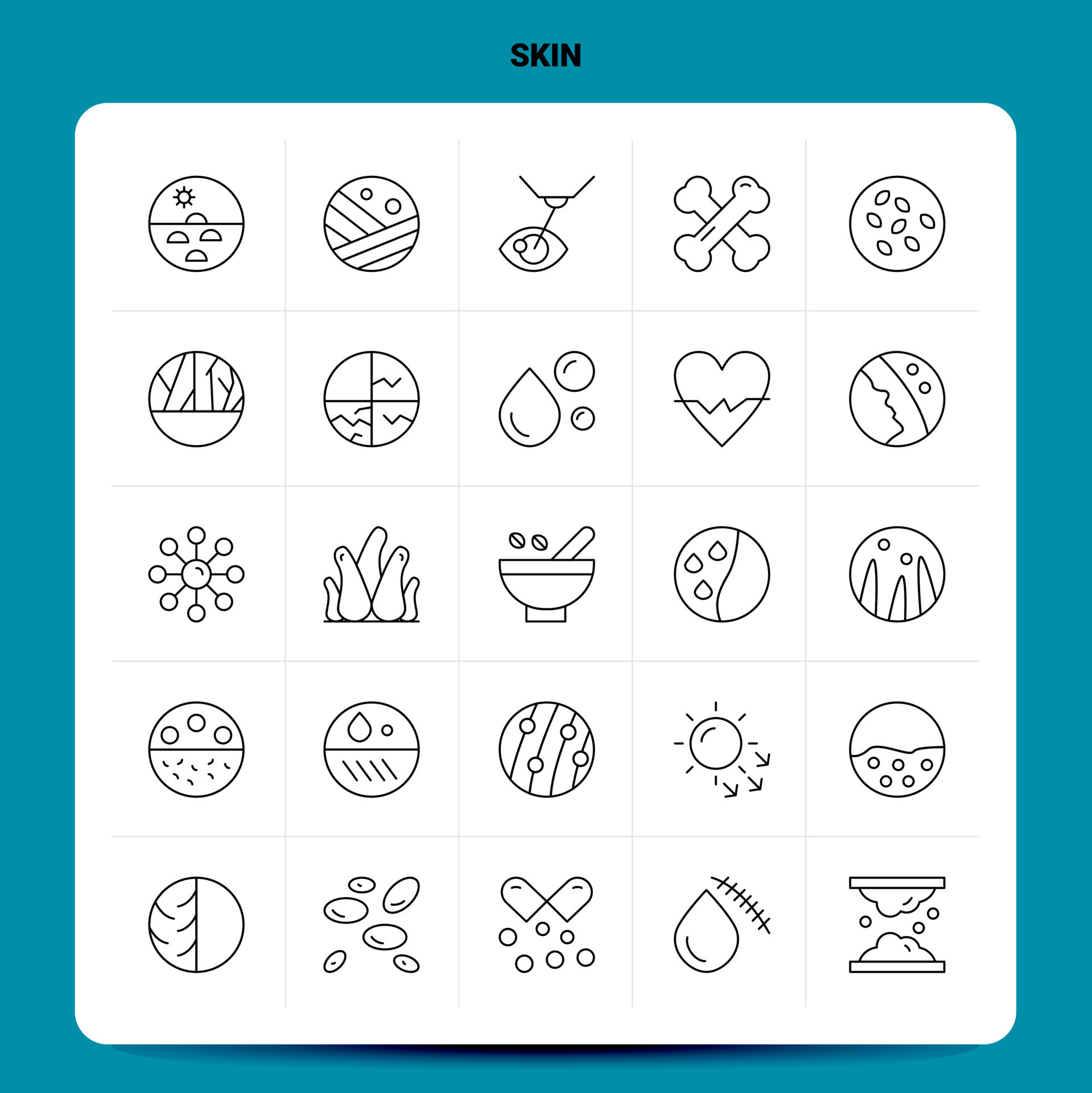 Outline 25 Skin Icon Set Vector Line Style Design Black Icons Set Linear Pictogram Pack Web And