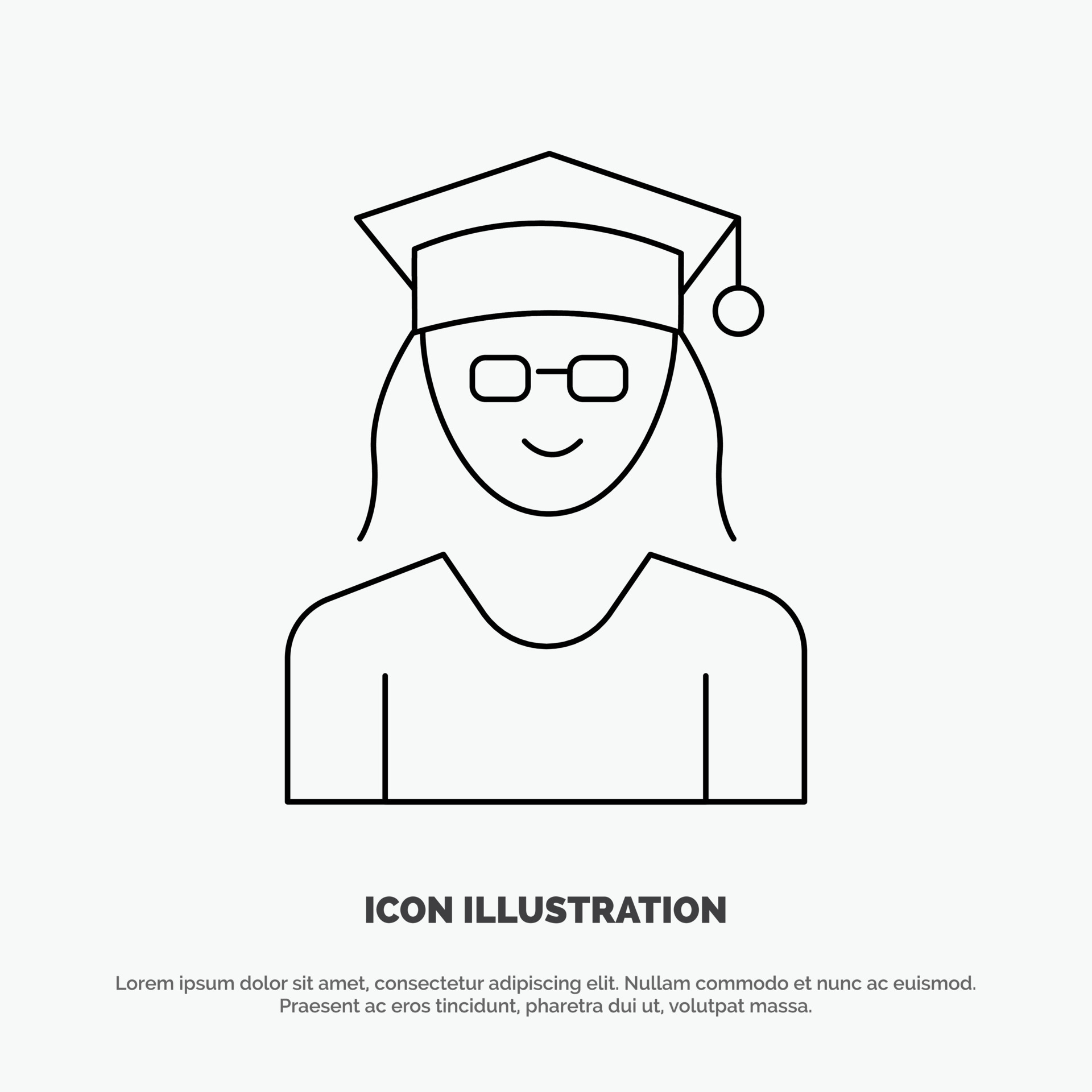 Cap Education Graduation Woman Line Icon Vector 18011509 Vector Art At Vecteezy