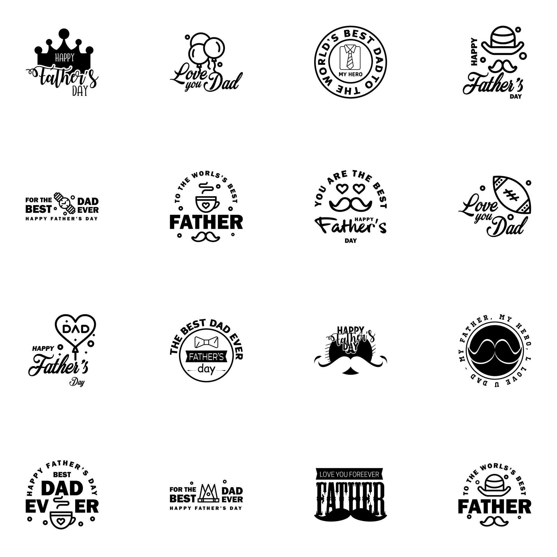 Love You Papa Card Design For Happy Fathers Day Typography Collection 16 Black Design Editable