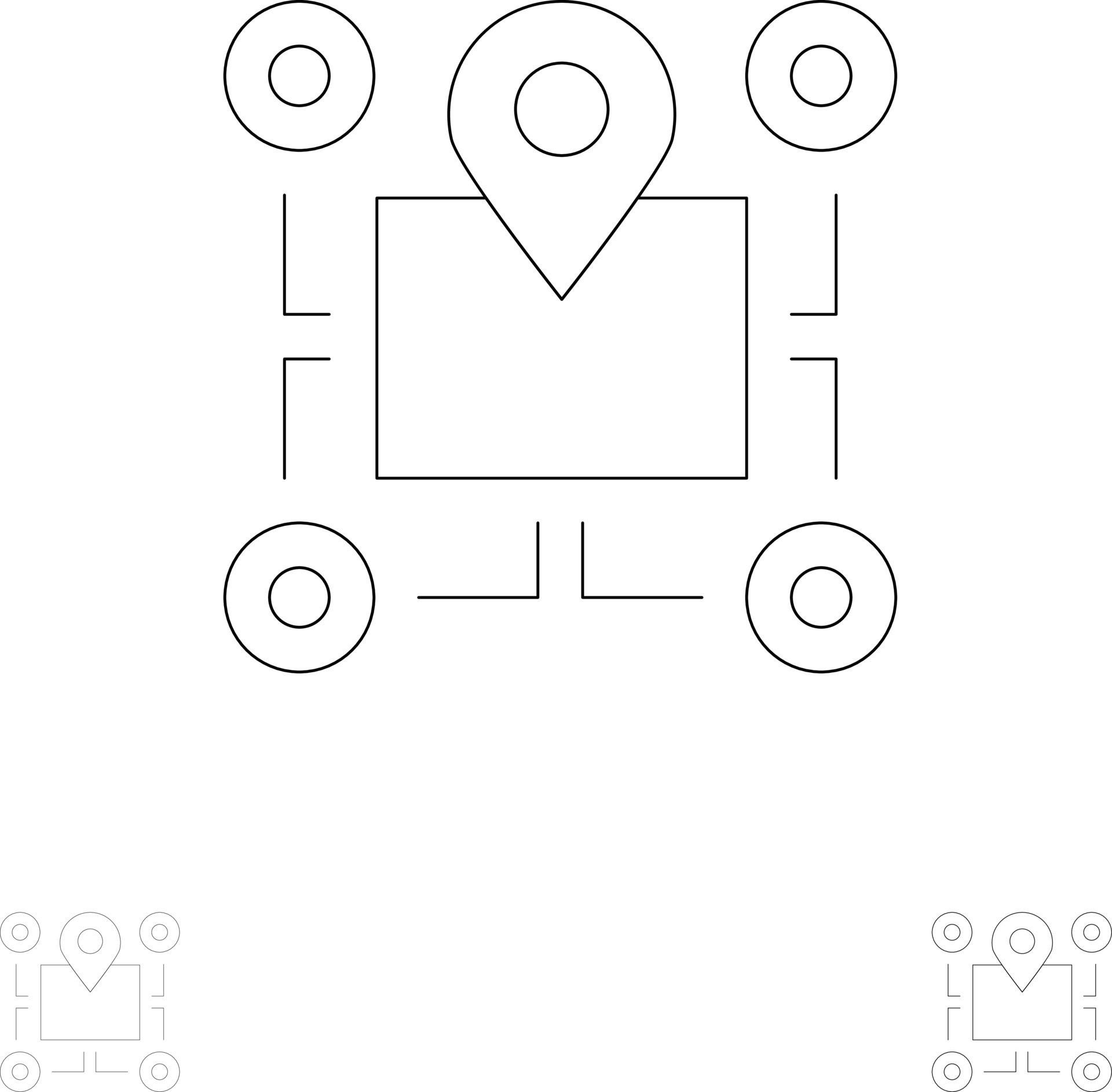 Location Map Chip Area Pointer Bold and thin black line icon set 18012166 Vector Art at Vecteezy