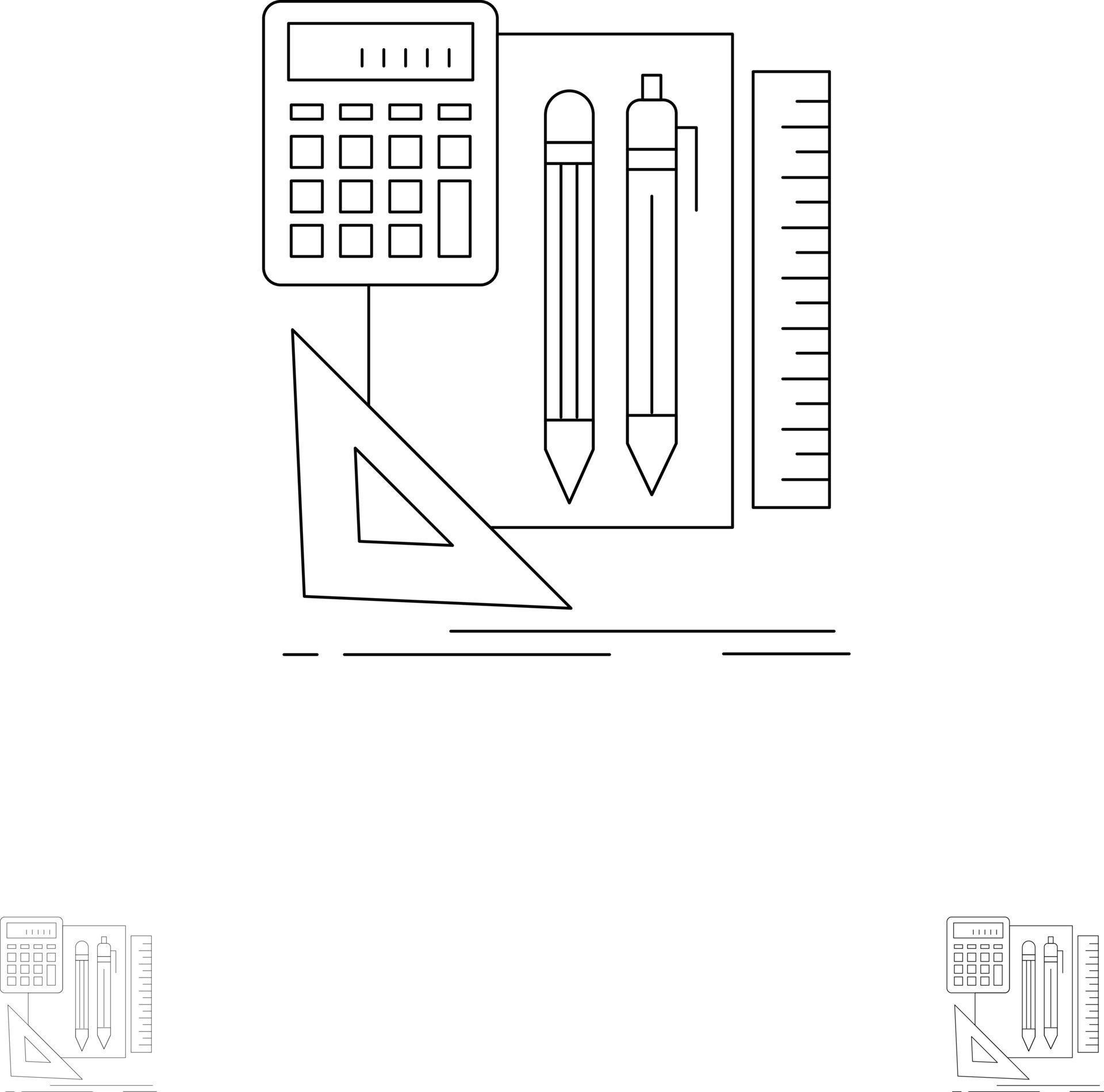 Stationary Book Calculator Pen Bold And Thin Black Line Icon Set 18012314 Vector Art At Vecteezy