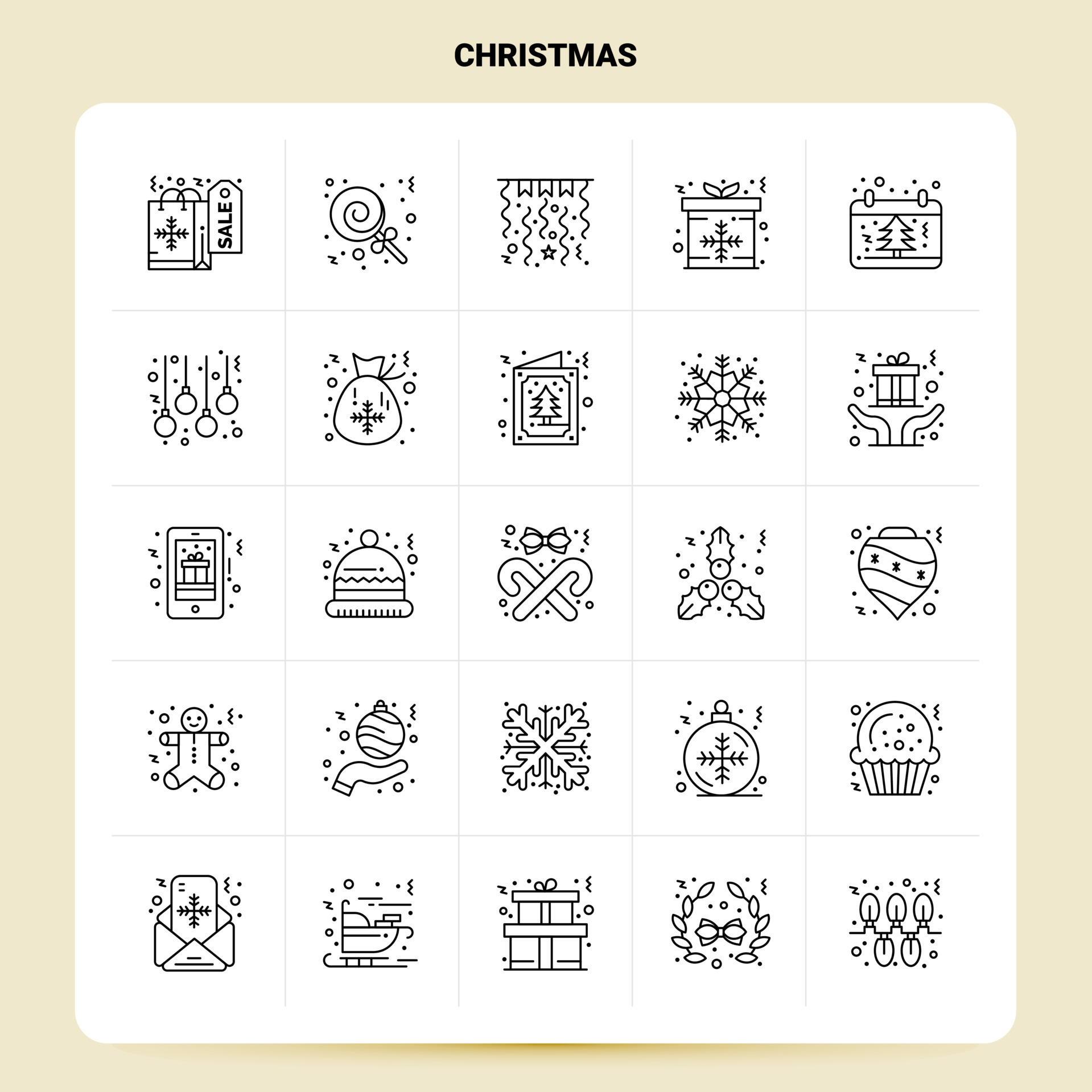 Outline 25 Christmas Icon Set Vector Line Style Design Black Icons Set Linear Pictogram Pack Web