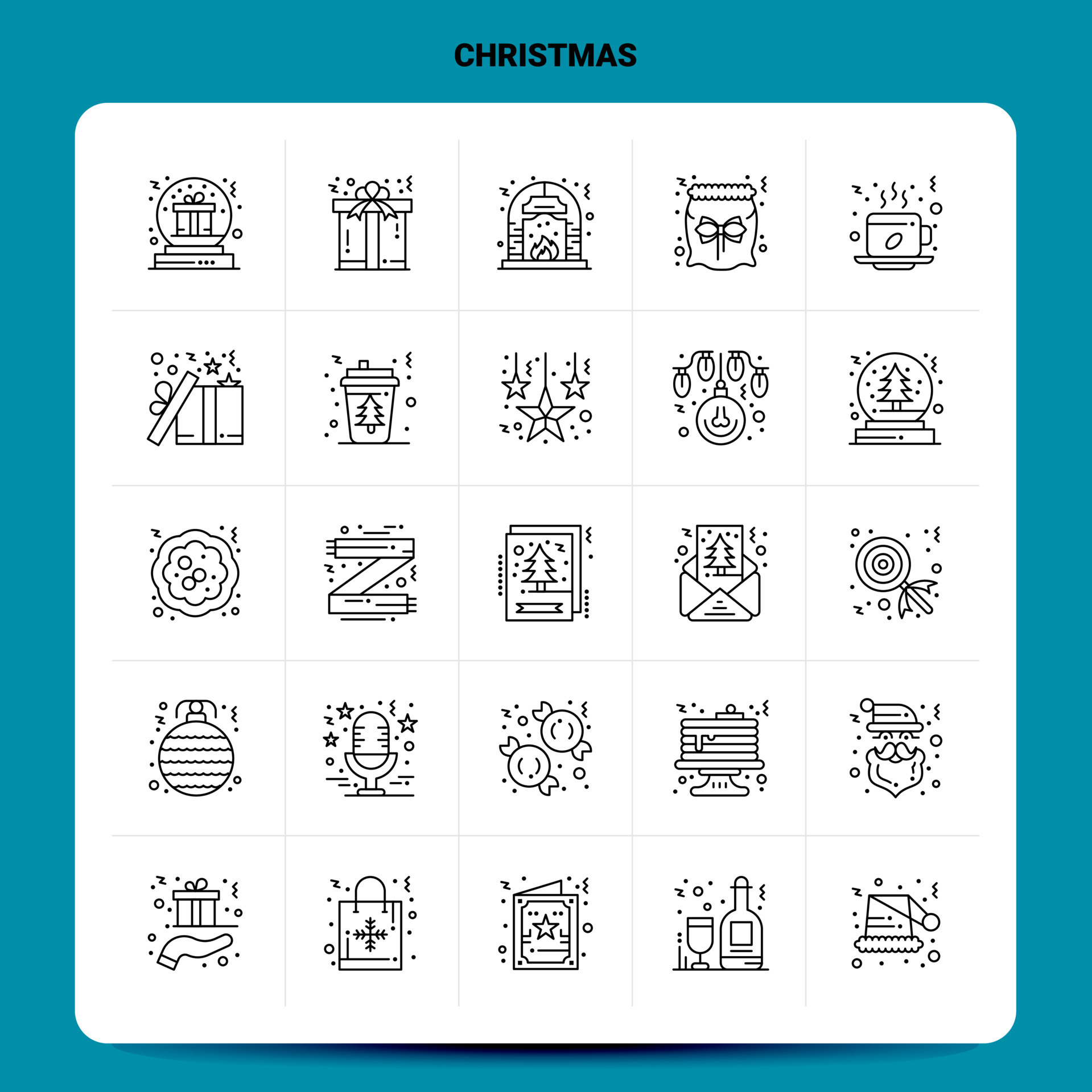 Outline 25 Christmas Icon Set Vector Line Style Design Black Icons Set
