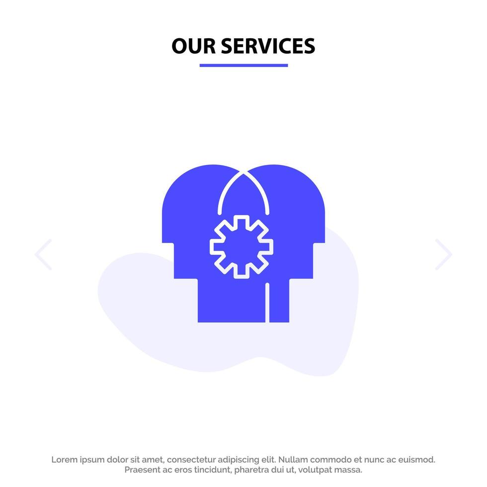 Our Services Brain Control Mind Setting Solid Glyph Icon Web Card