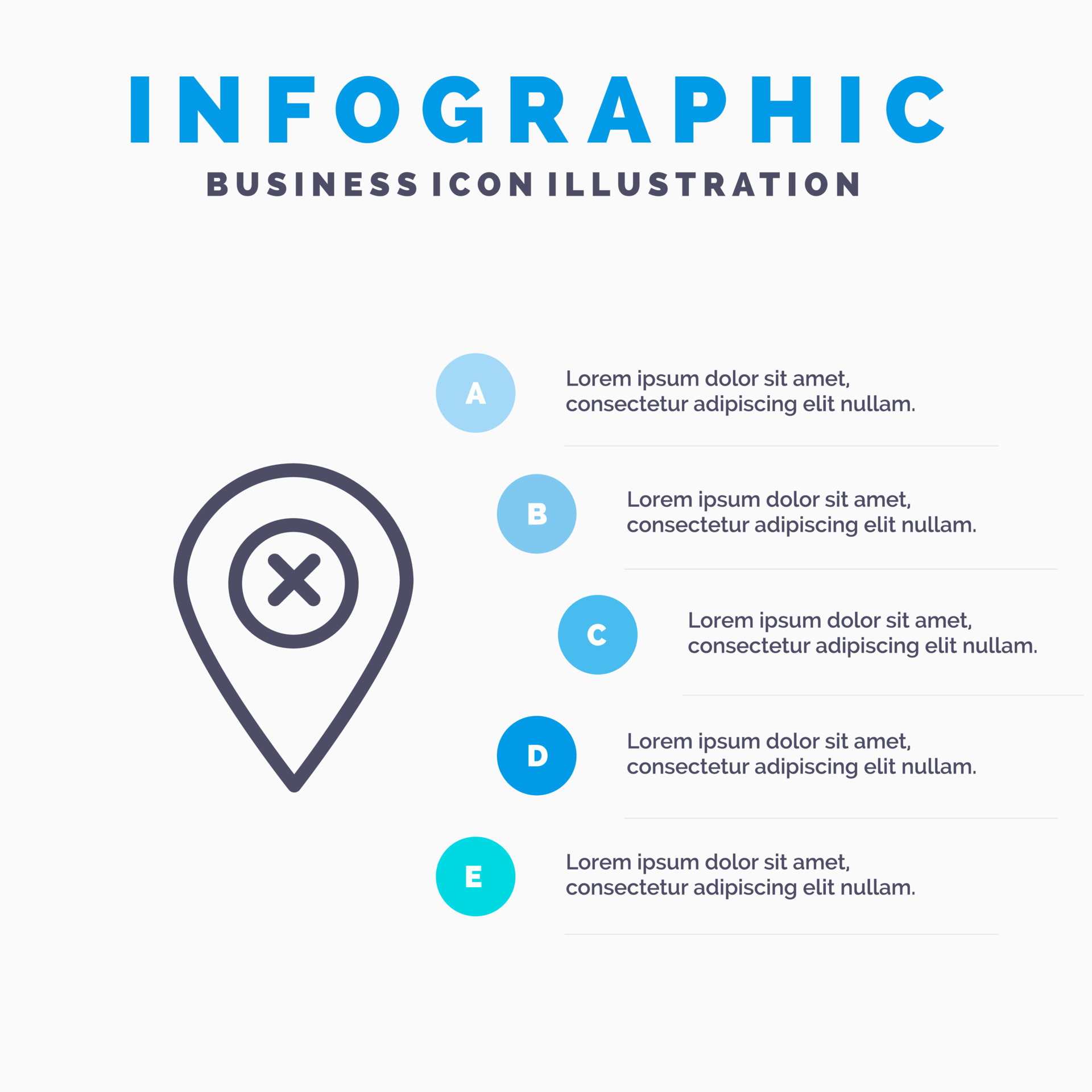 Location Map Navigation Pin Line Icon With 5 Steps Presentation