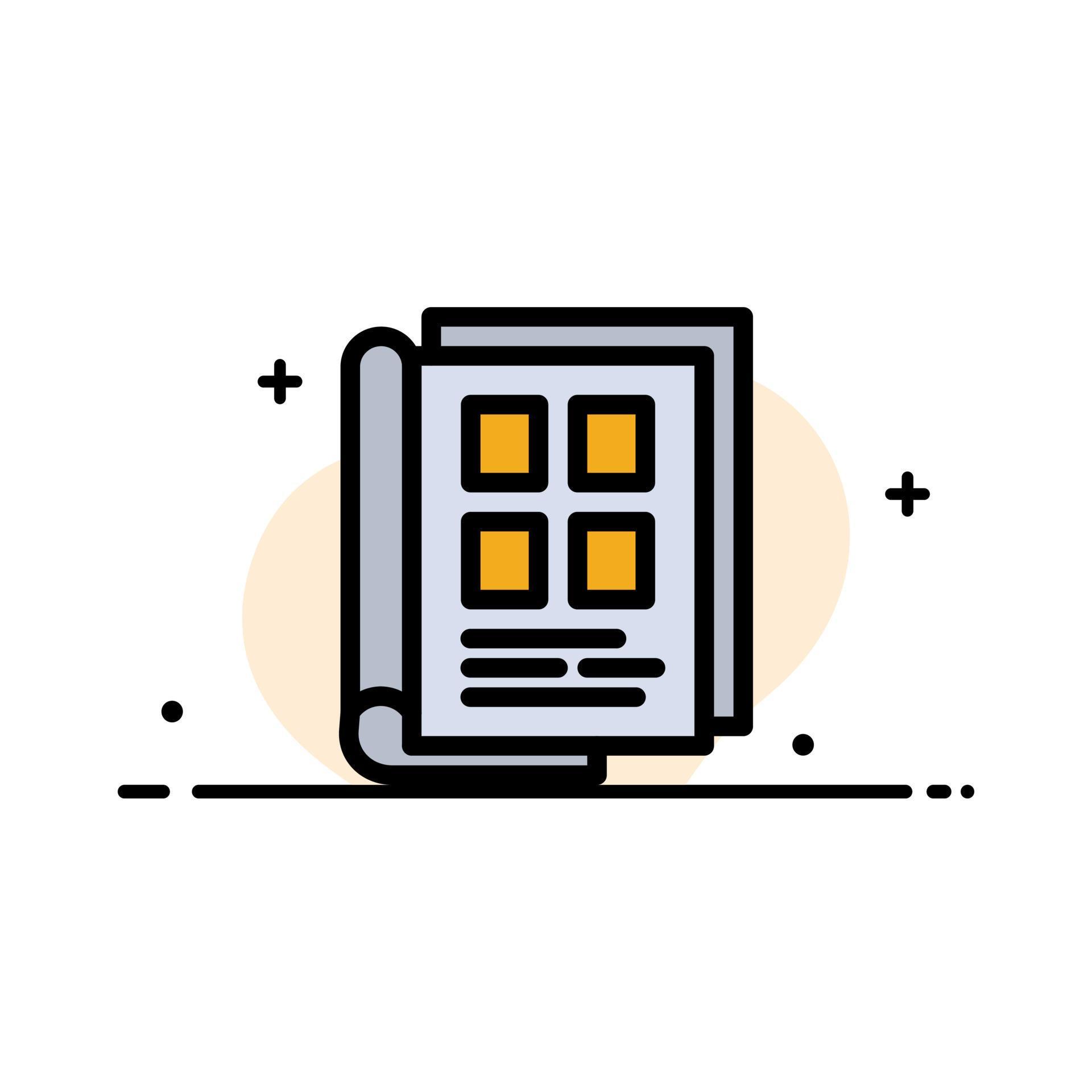 Book Newspaper Paper Notebook Phonebook Business Flat Line Filled Icon Vector Banner Template