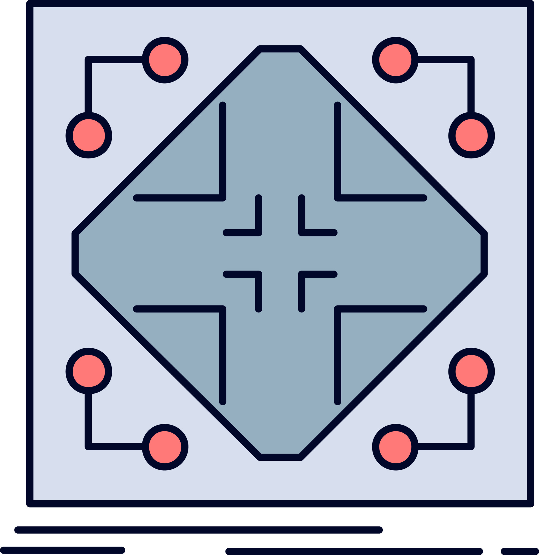 Data infrastructure network matrix grid Flat Color Icon Vector 18015673 ...