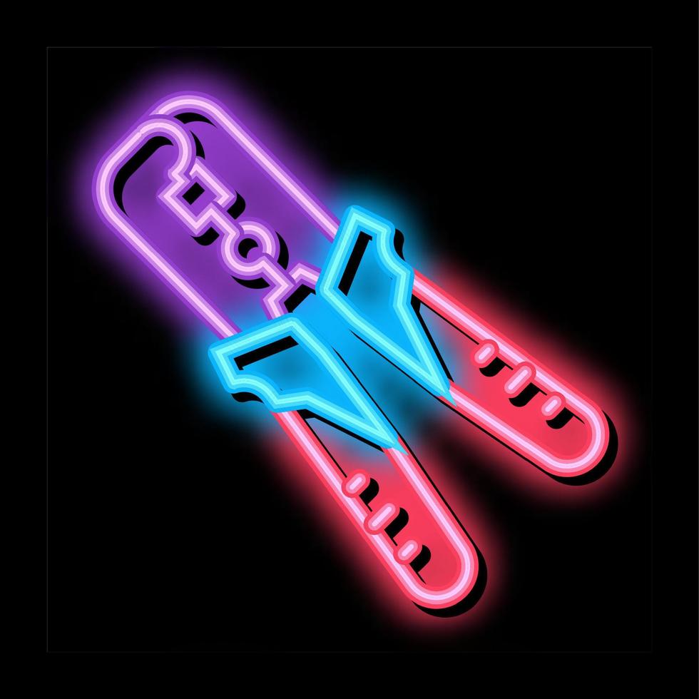 equipment for repair and connect cable neon glow icon illustration ...