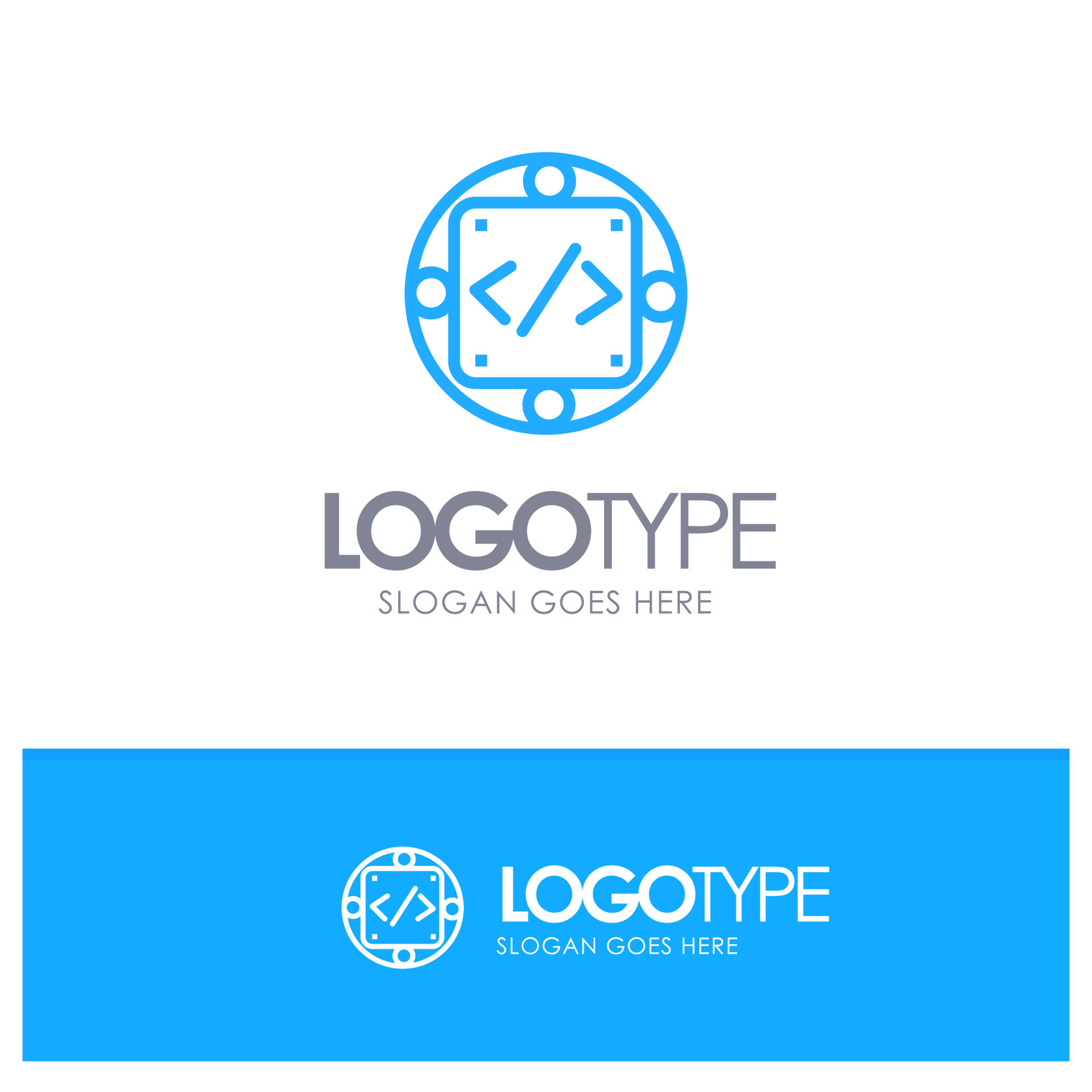 Code Custom Implementation Management Product Blue Outline Logo With Place For Tagline 18022420