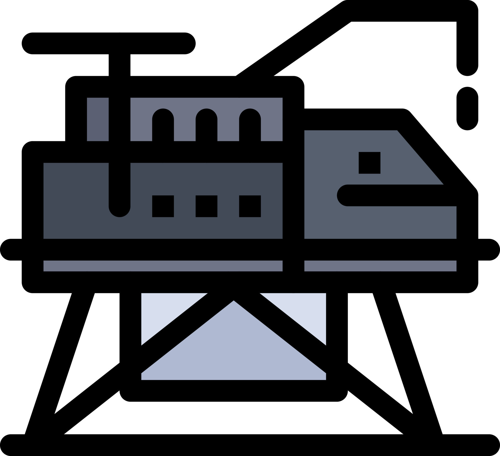 Construction Engineering Laboratory Platform Flat Color Icon Vector