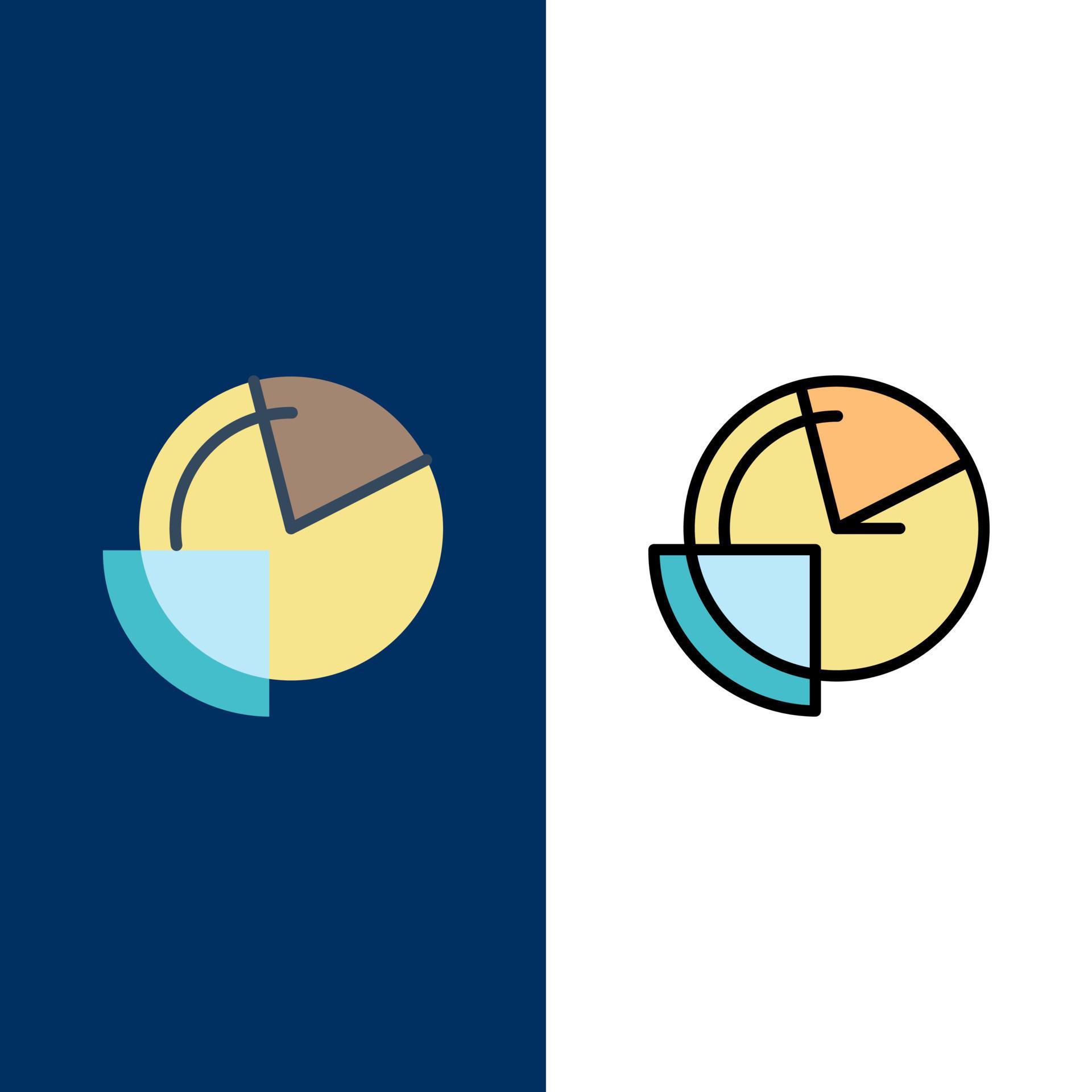 Analysis Chart Data Diagram Monitoring Icons Flat And Line Filled Icon Set Vector Blue
