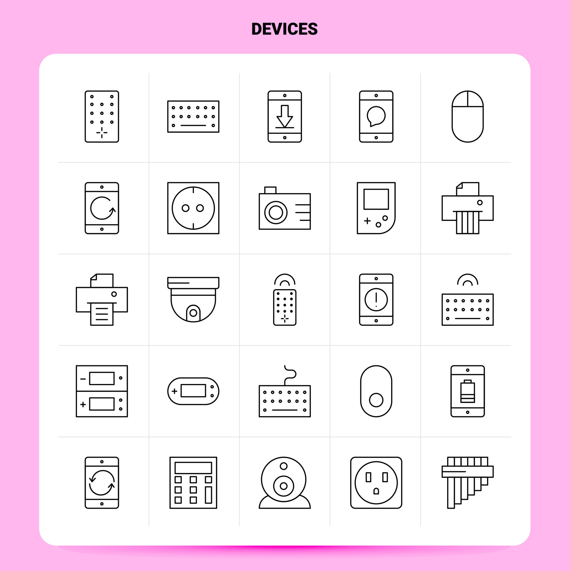 Outline 25 Devices Icon Set Vector Line Style Design Black Icons Set Linear Pictogram Pack Web