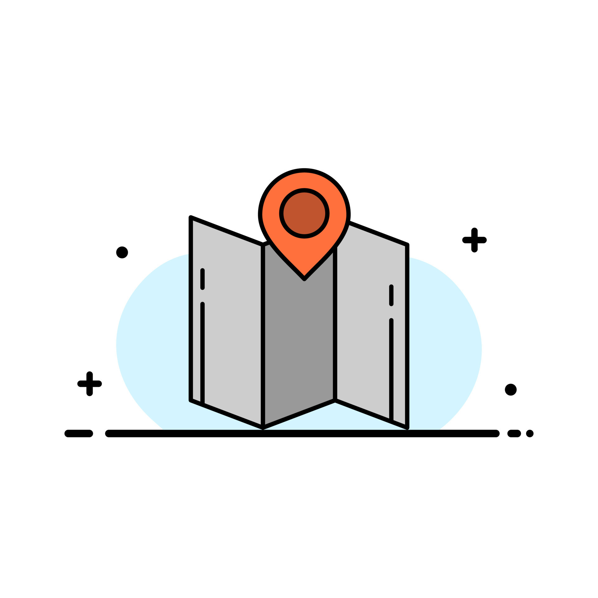 Map Direction Location Navigation Pointer Business Flat Line Filled