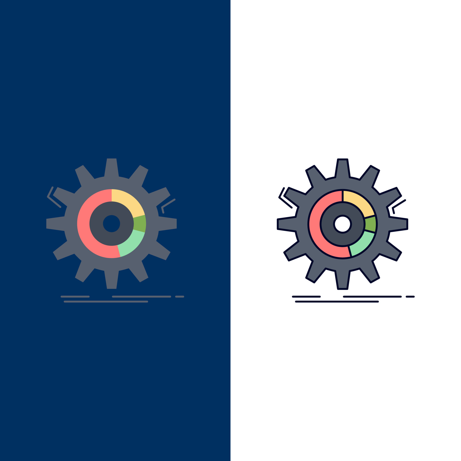 Setting Data Management Process Progress Flat Color Icon Vector