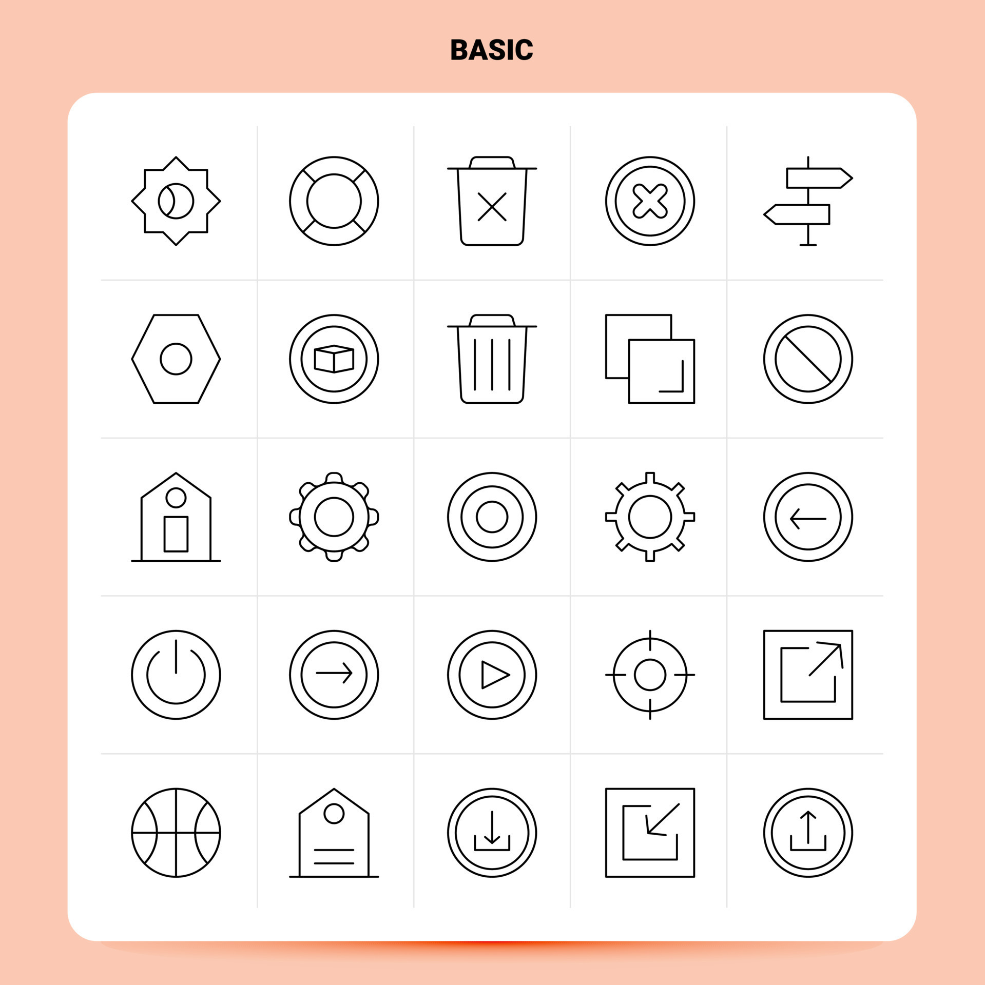Outline 25 Basic Icon Set Vector Line Style Design Black Icons Set Linear Pictogram Pack Web And