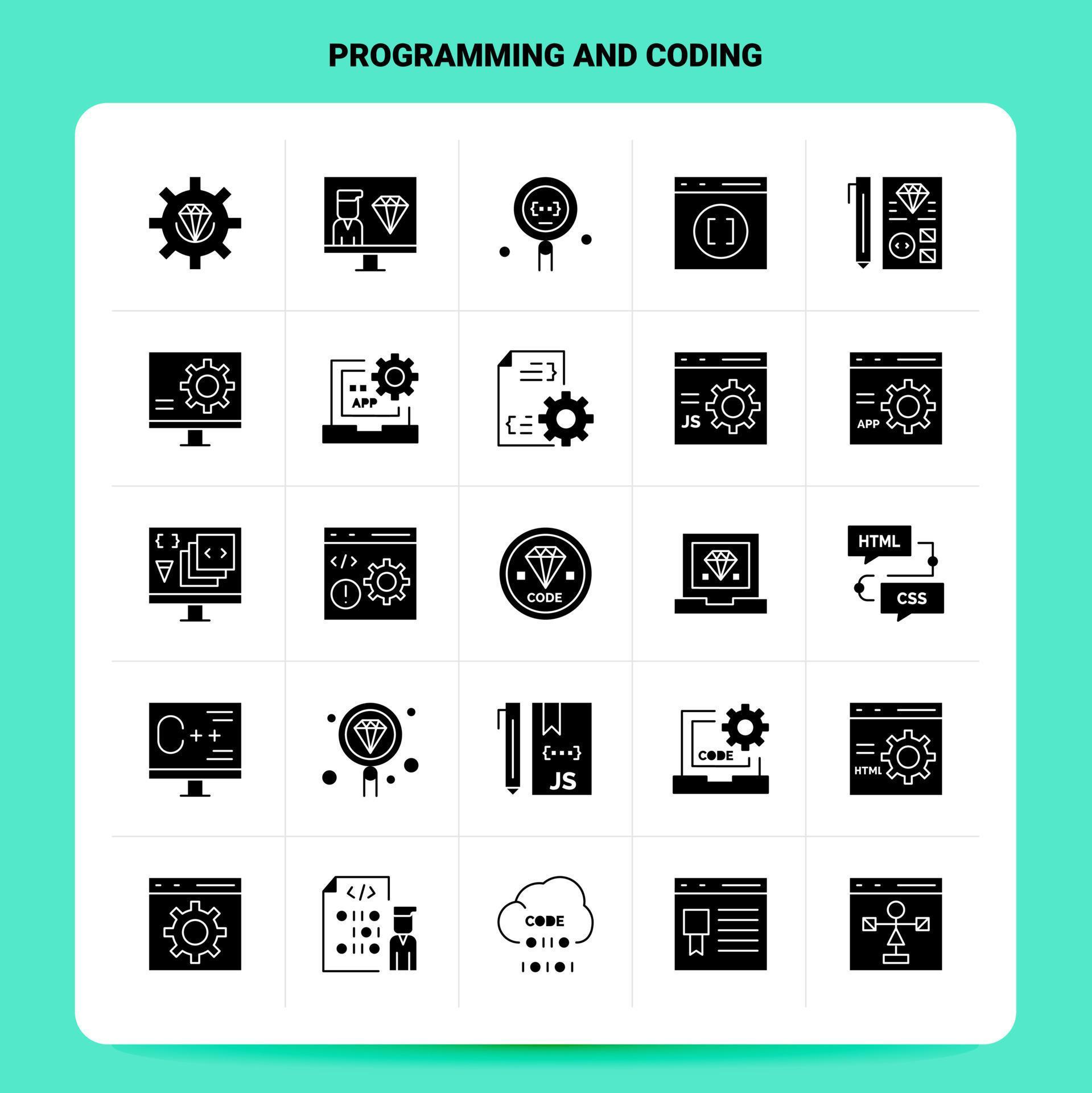 Solid 25 Programming And Coding Icon set Vector Glyph Style Design ...