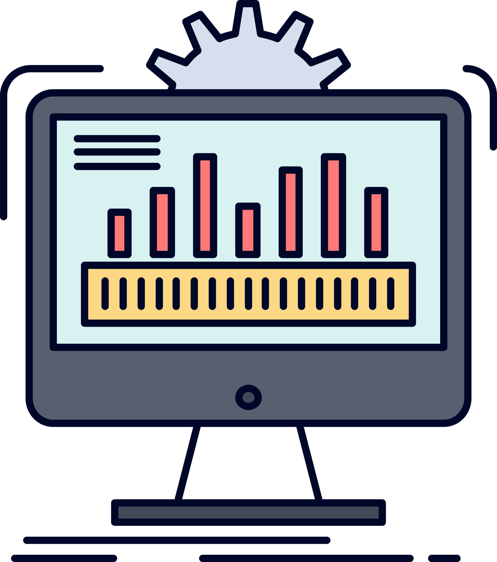 dashboard admin monitor monitoring processing Flat Color Icon Vector ...