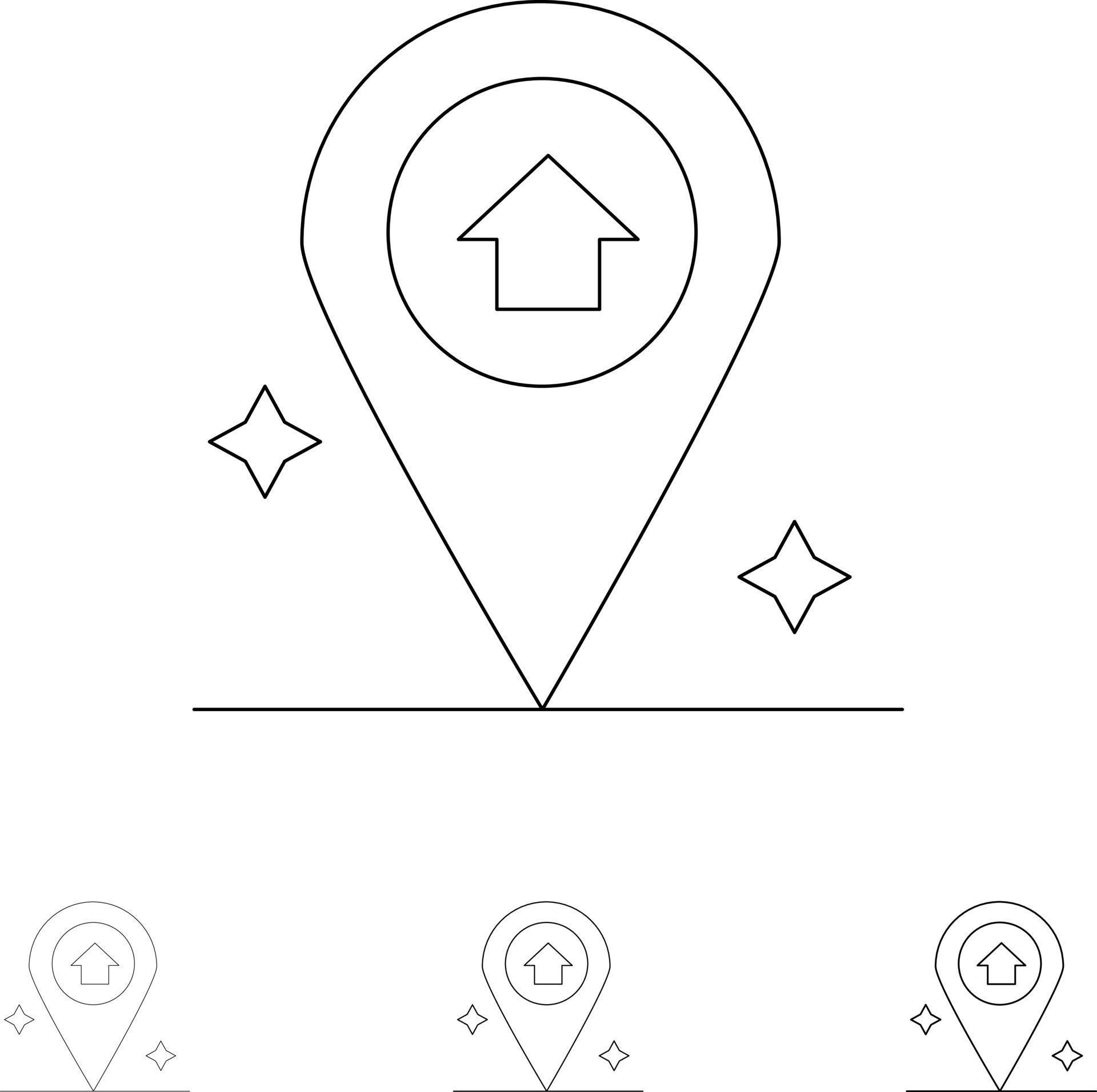 Map Navigation House Bold And Thin Black Line Icon Set 18029328 Vector