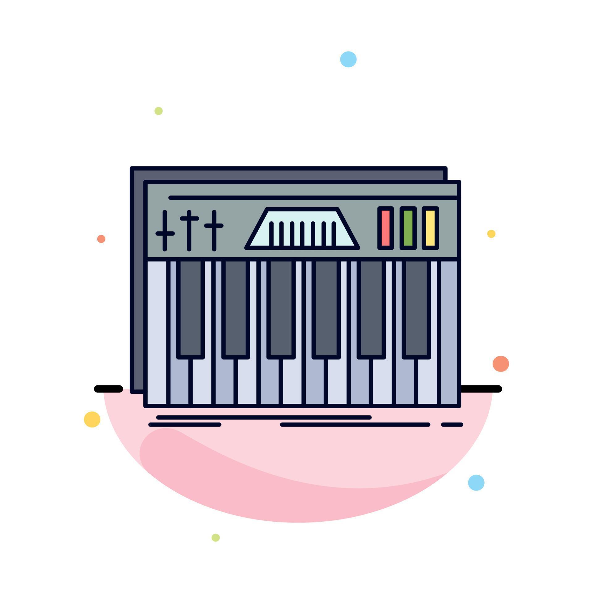 Controller Keyboard Keys Midi Sound Flat Color Icon Vector 18030317