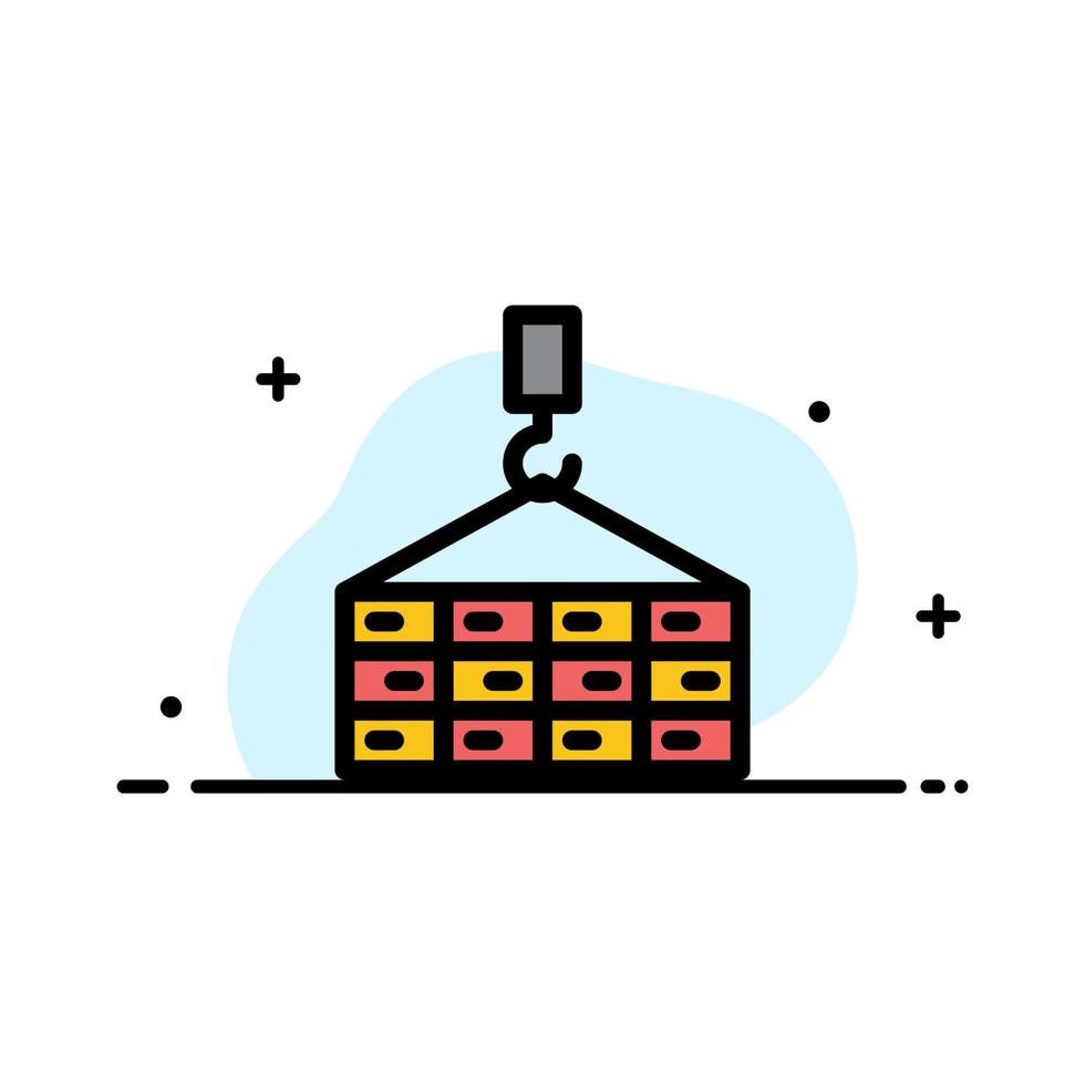 Building Cargo Construction Crane Business Flat Line Filled Icon Vector