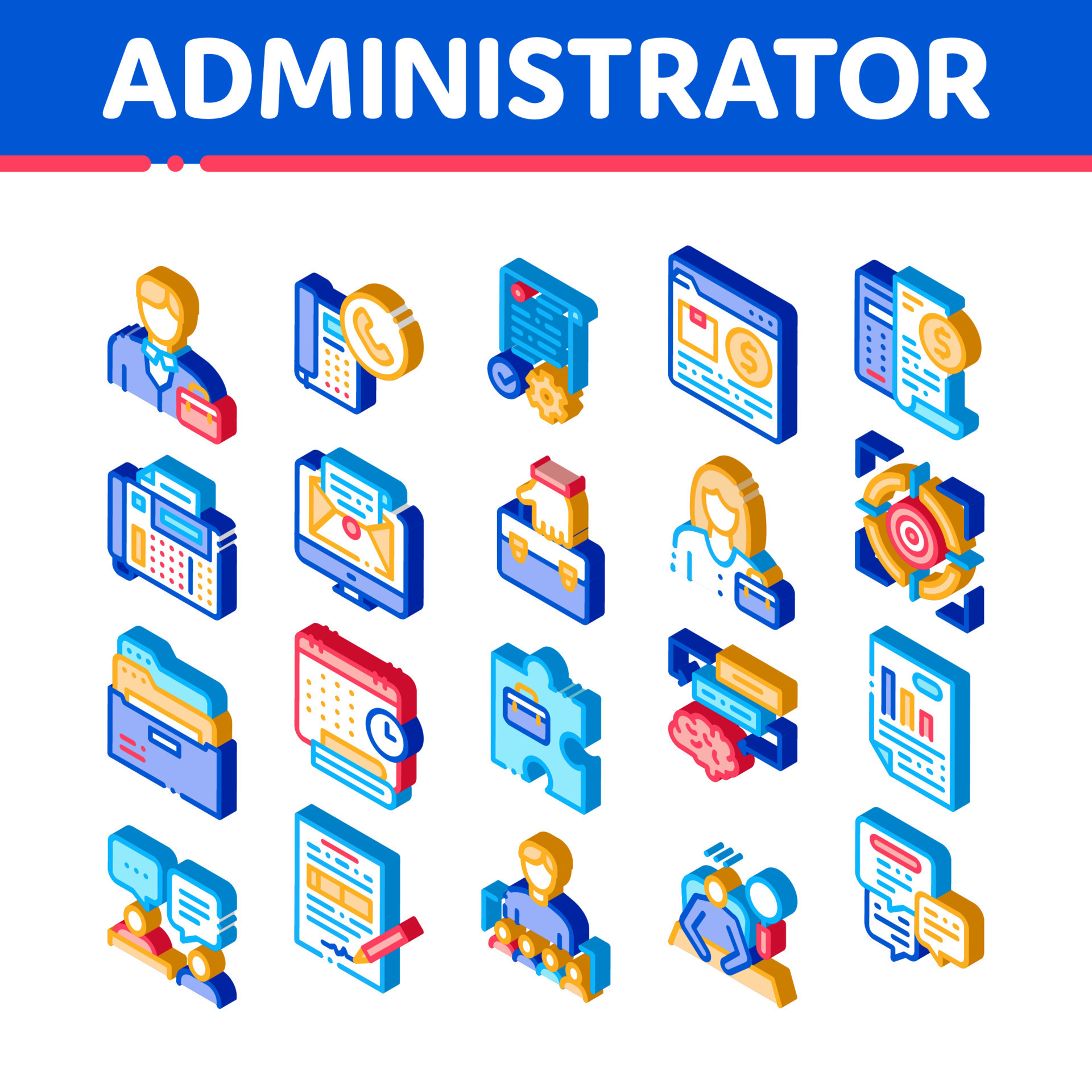 Administrator Business Isometric Icons Set Vector 18032211 Vector Art ...