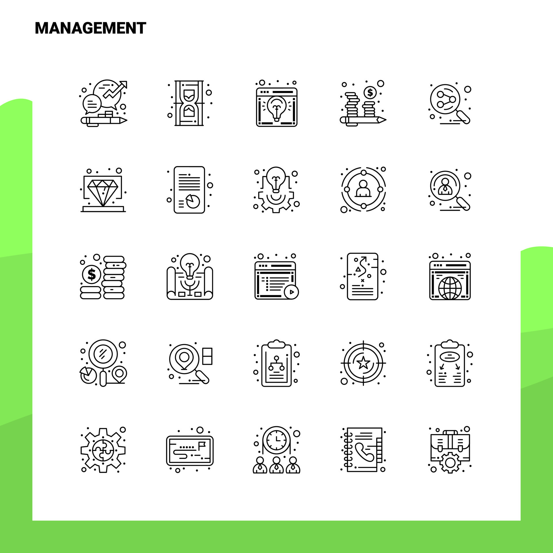 Set Of Management Line Icon Set 25 Icons Vector Minimalism Style Design Black Icons Set Linear
