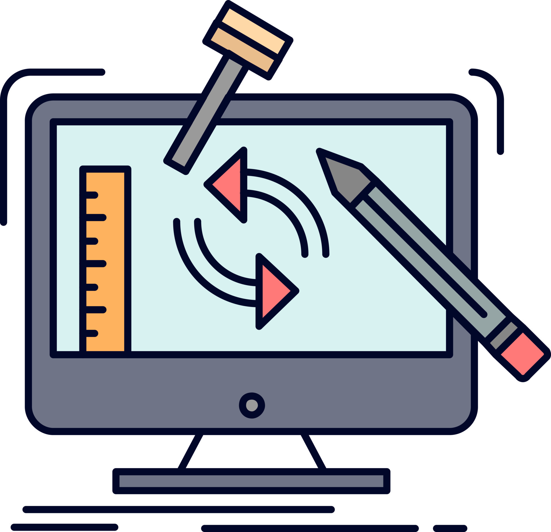 engineering project tools workshop processing Flat Color Icon Vector 18033357 Vector Art at Vecteezy