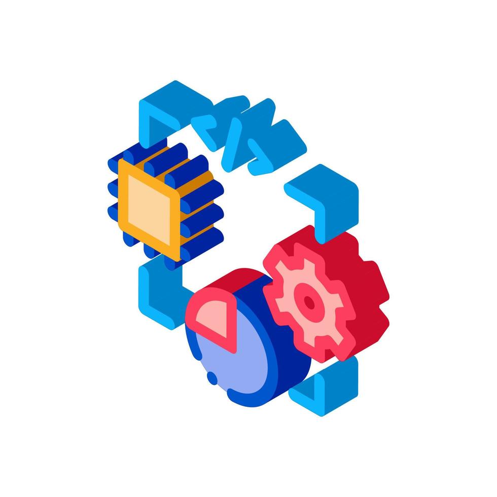 microchip programming code mechanical gear and infographic isometric icon vector illustration ...