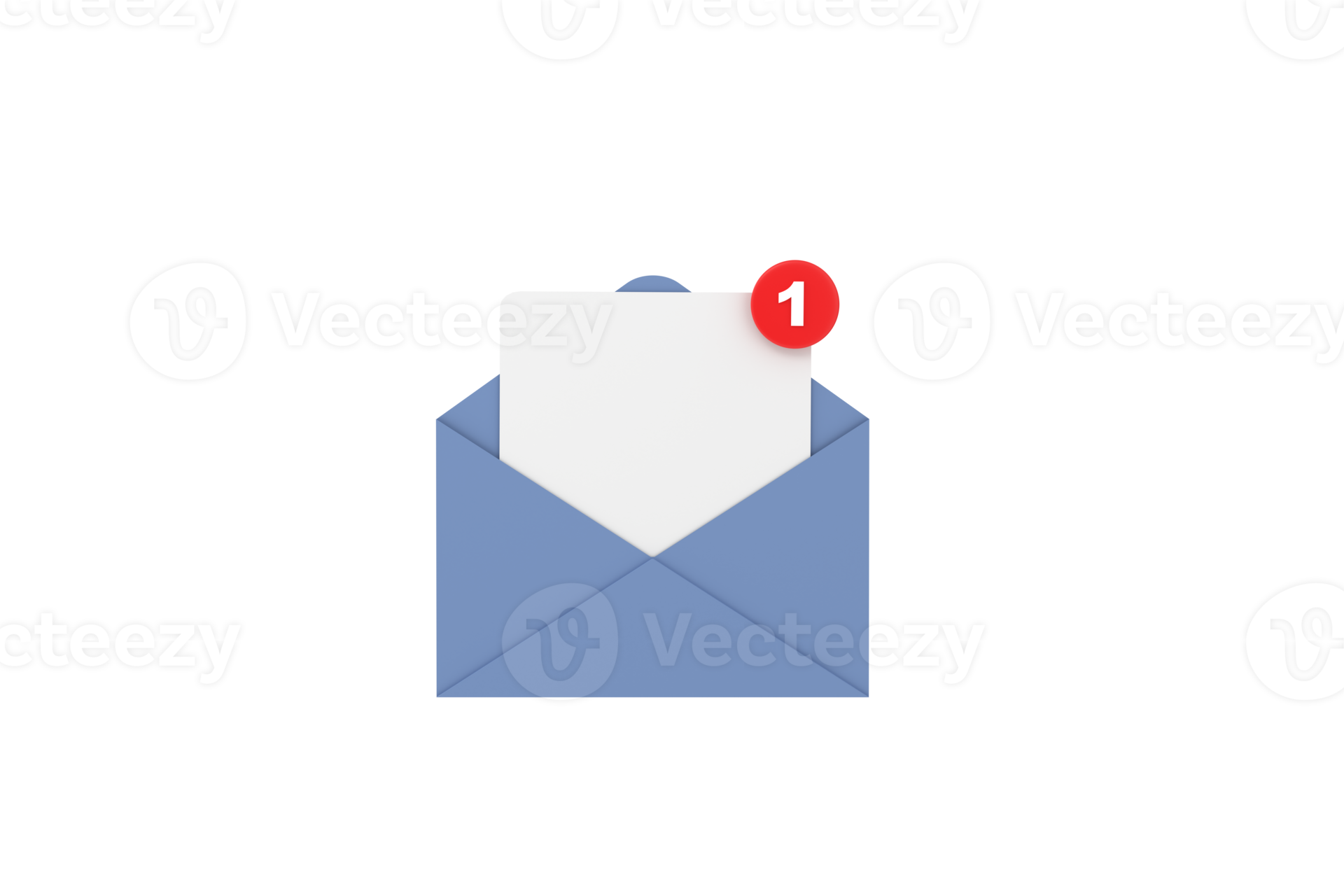 3d. Mail notification one new email message in the inbox concept isolated. 18107175 PNG