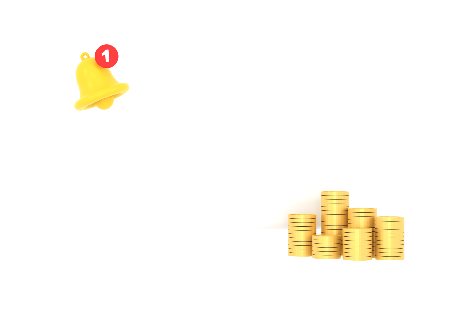 3D Empty Reminder Pop Up Notification Bell Icon With Coins 18107222 PNG 3d-empty-reminder-pop-up-notification-bell-icon-with-coins-18107222-png