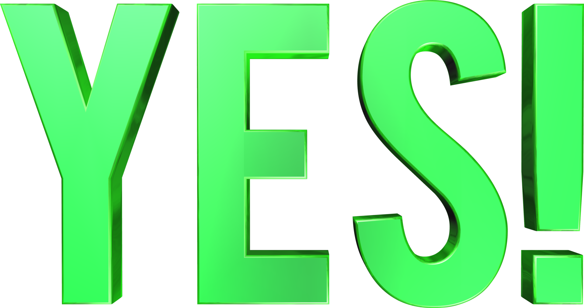 Yes Green Text 3D Render. 18134220 PNG