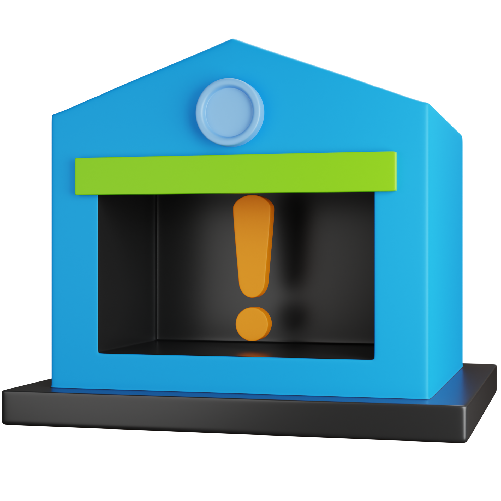 3d Rendering Empty Warehouse With Exclamation Mark Isolated 18249840 Png
