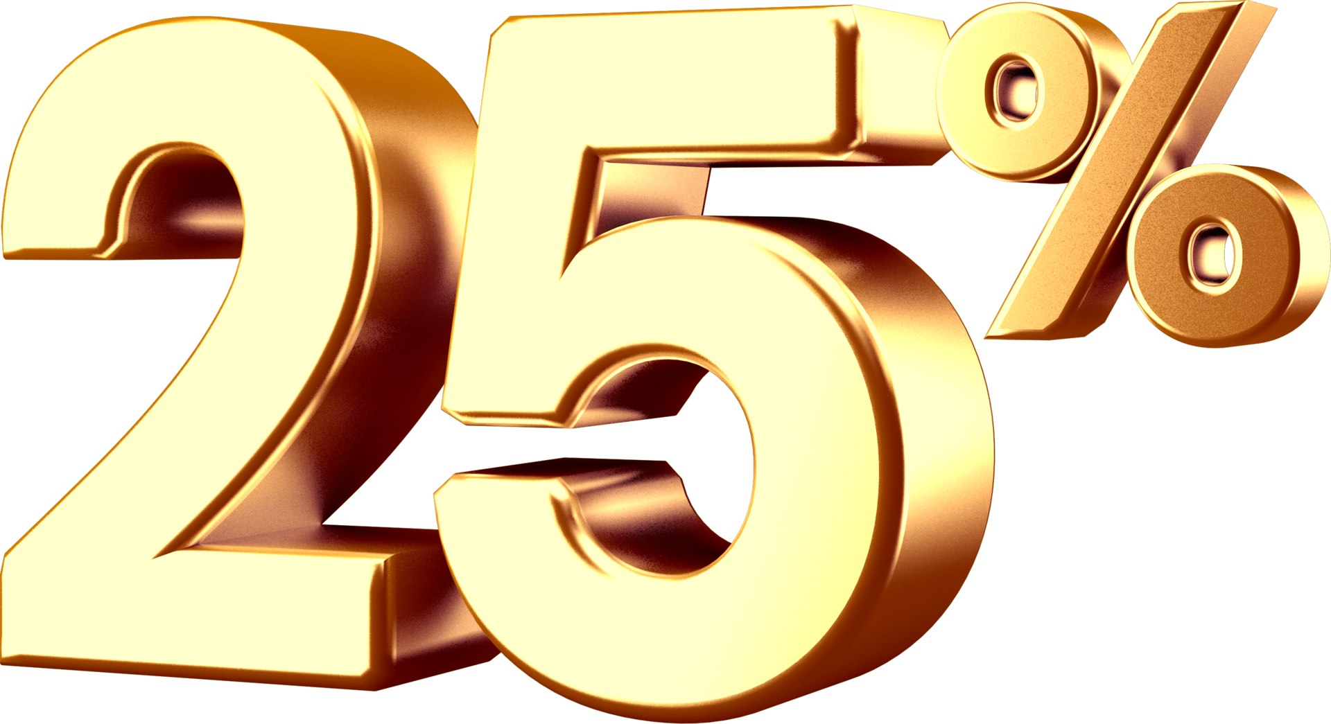 3D Golden Twenty Five Percent Number 18250076 PNG