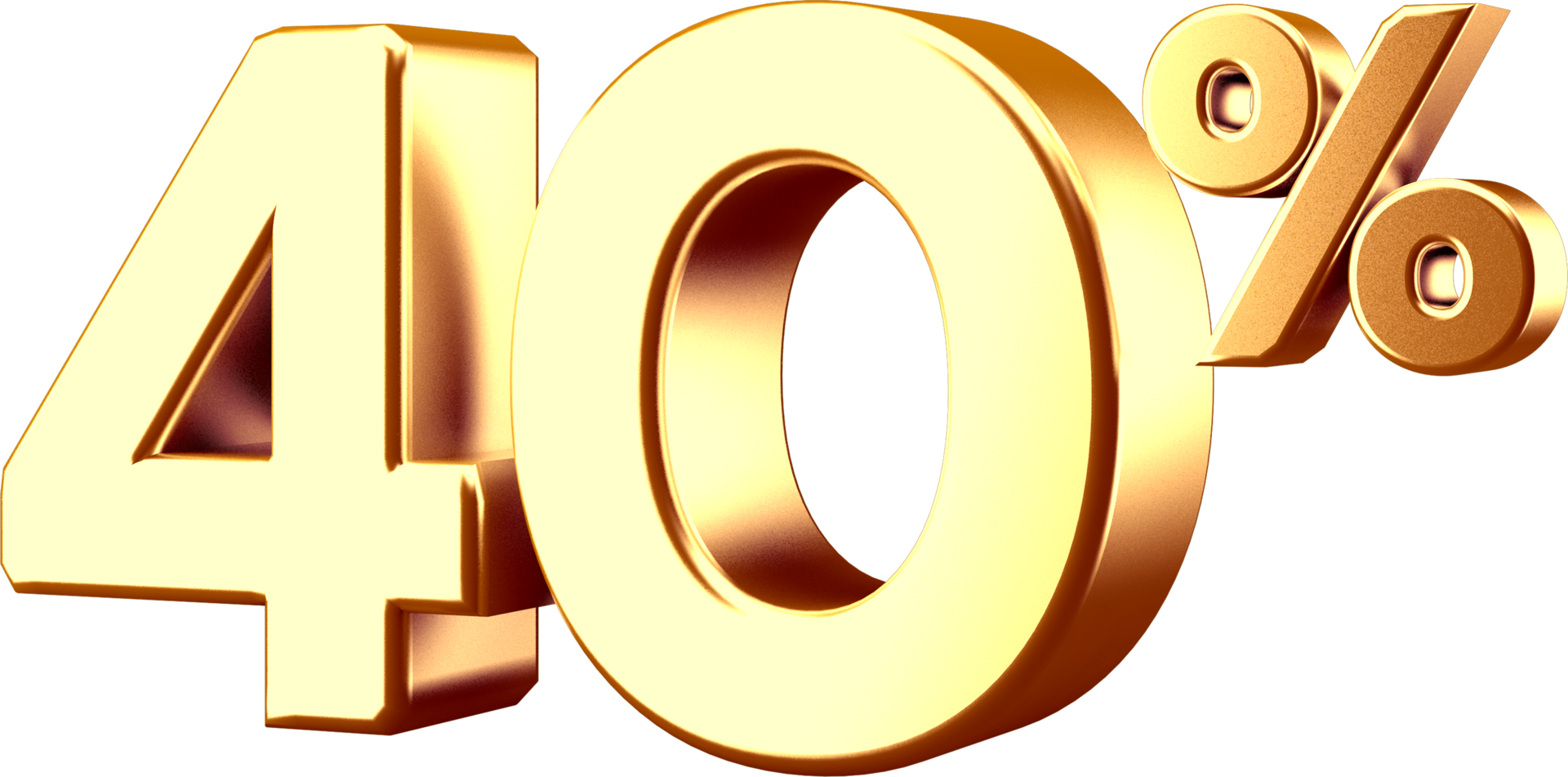 3D Golden Forty Percent Number 18250079 PNG