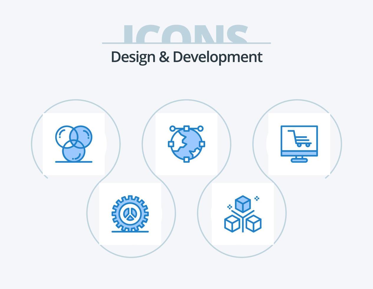 Design and Development Blue Icon Pack 5 Icon Design. development. anchor. objects. programing ...