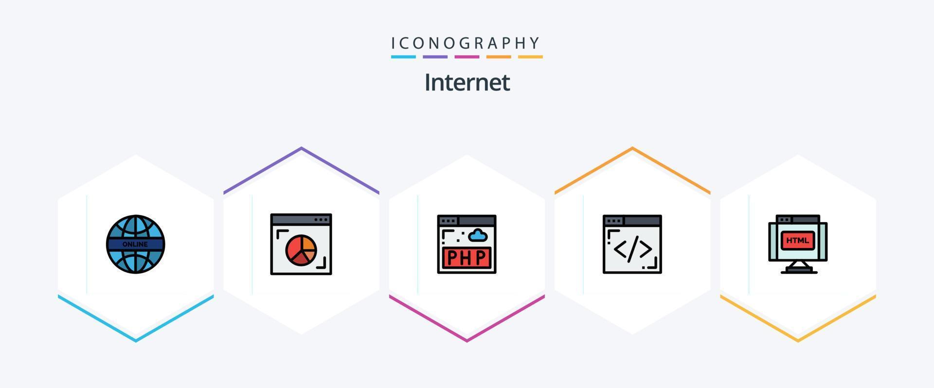 Internet 25 FilledLine icon pack including internet. find. data. code. internet 18254207 Vector ...