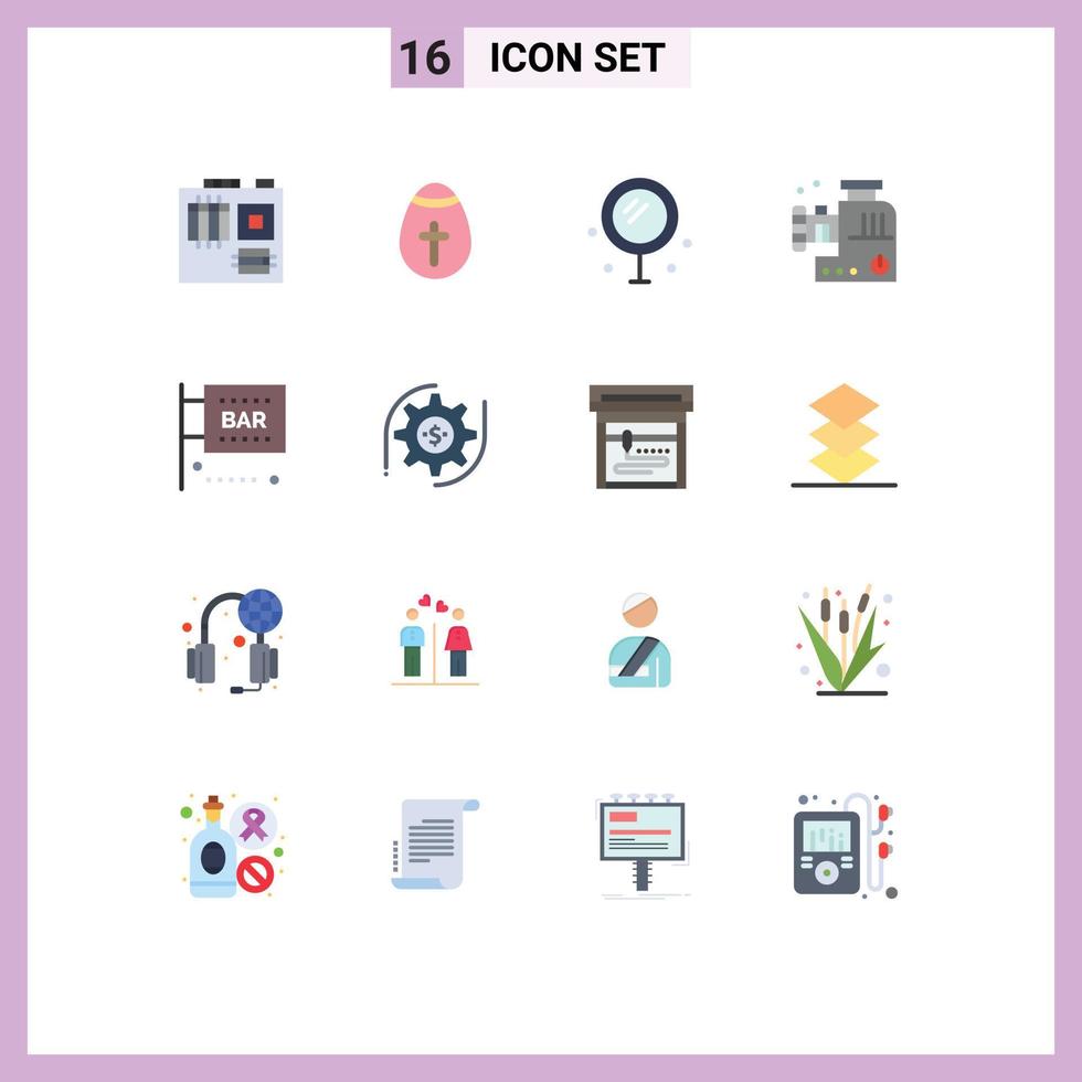 User Interface Pack Of 16 Basic Flat Colors Of Law Bar Heart Meat Mixer Meat Chopper Editable