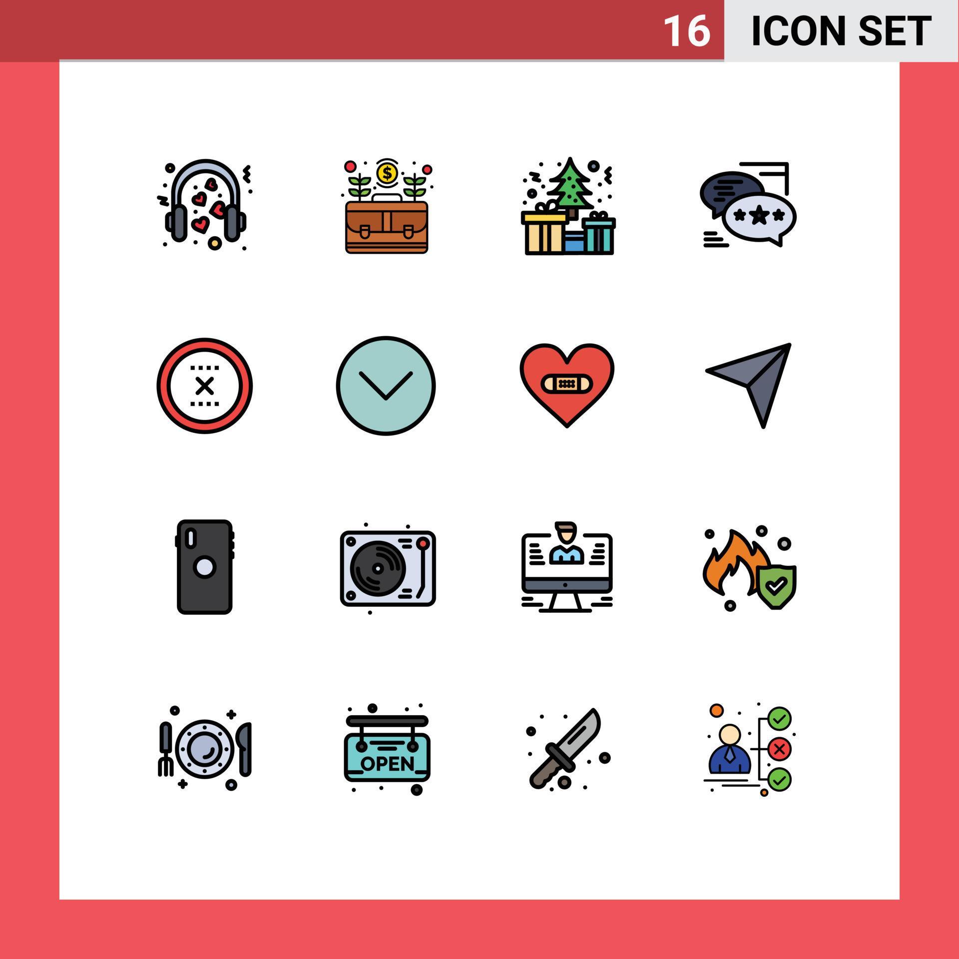 Mobile Interface Flat Color Filled Line Set Of 16 Pictograms Of Messages Communication Money