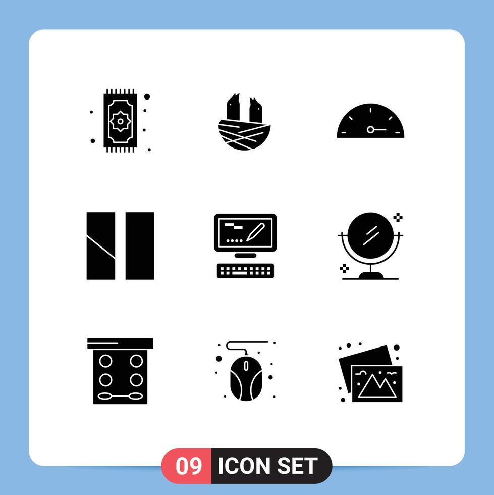 Set Of 9 Vector Solid Glyphs On Grid For Keyboard Layout Spring Image Editing Editable Vector