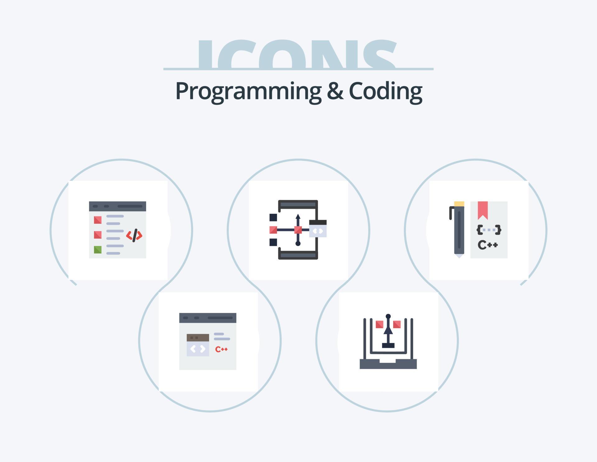 Programming And Coding Flat Icon Pack 5 Icon Design Development Coding Development